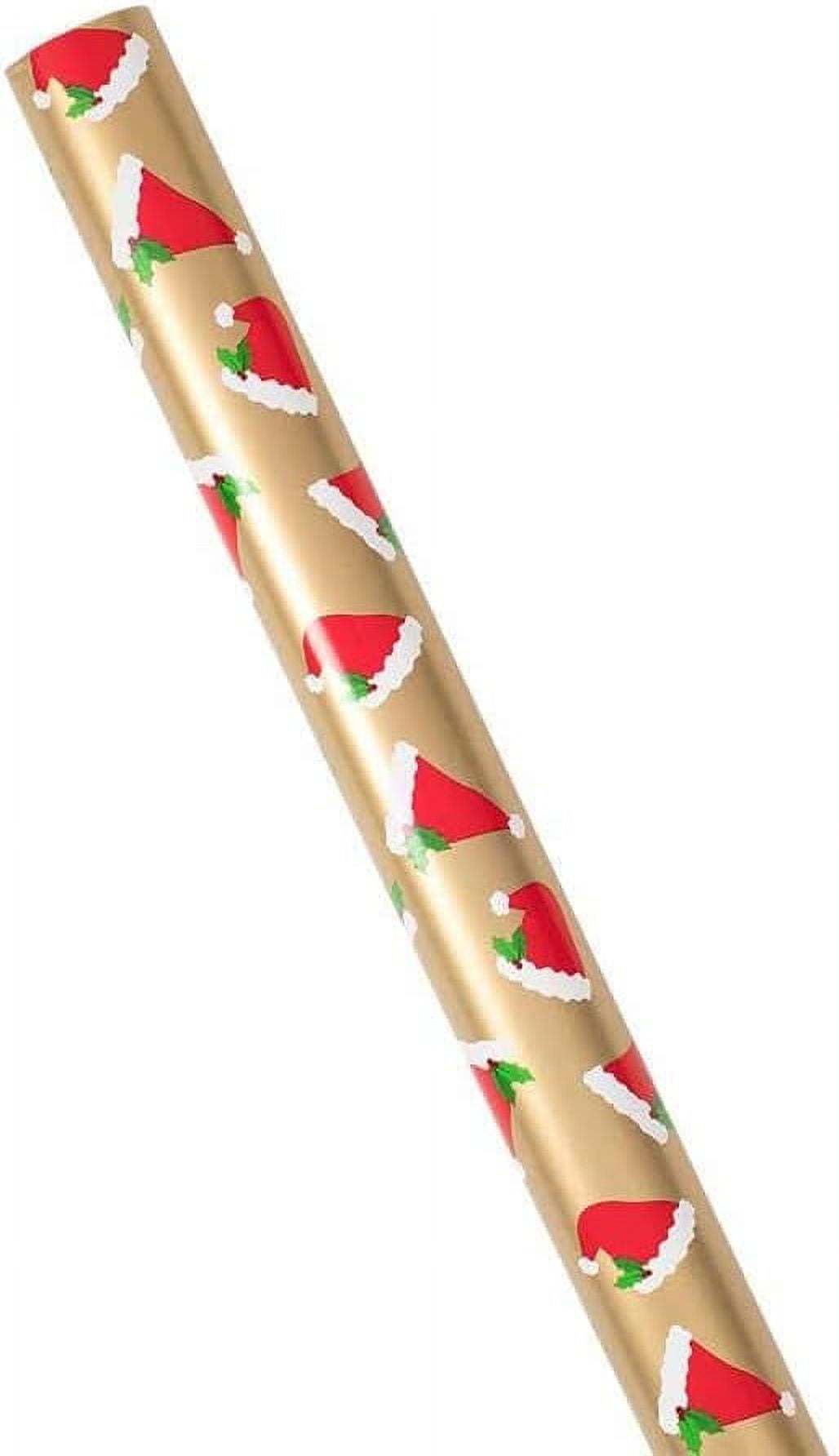 Santa Hat Toss Reversible Gift Wrapping Paper - Two 30 in. x 8 ft ...