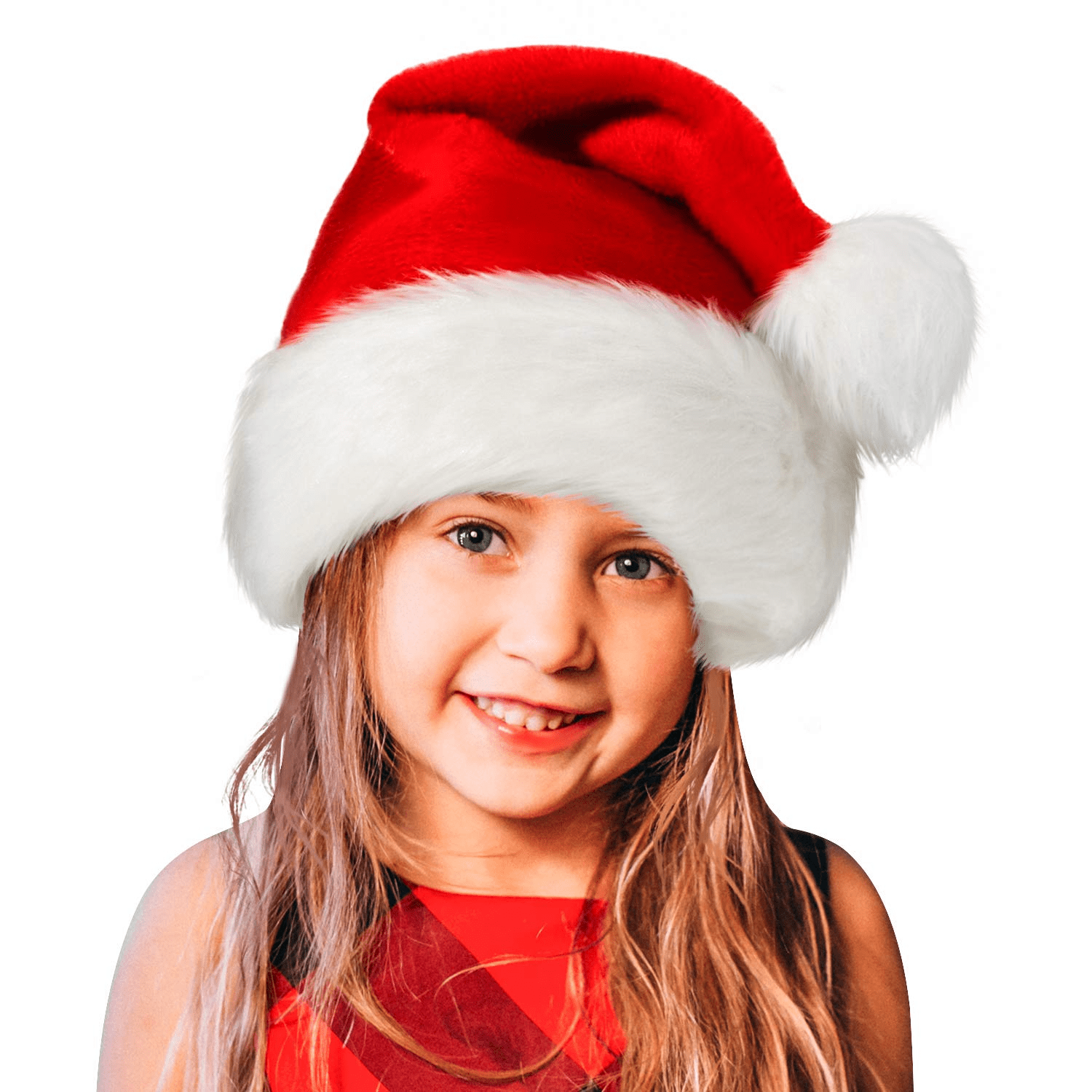 Santa Hat Xmas Holiday Hat for Kids Unisex Velvet Comfort Christmas Hats Extra Thicken Classic Fur for Christmas New Year Festive Holiday Party Supplies Children Walmart