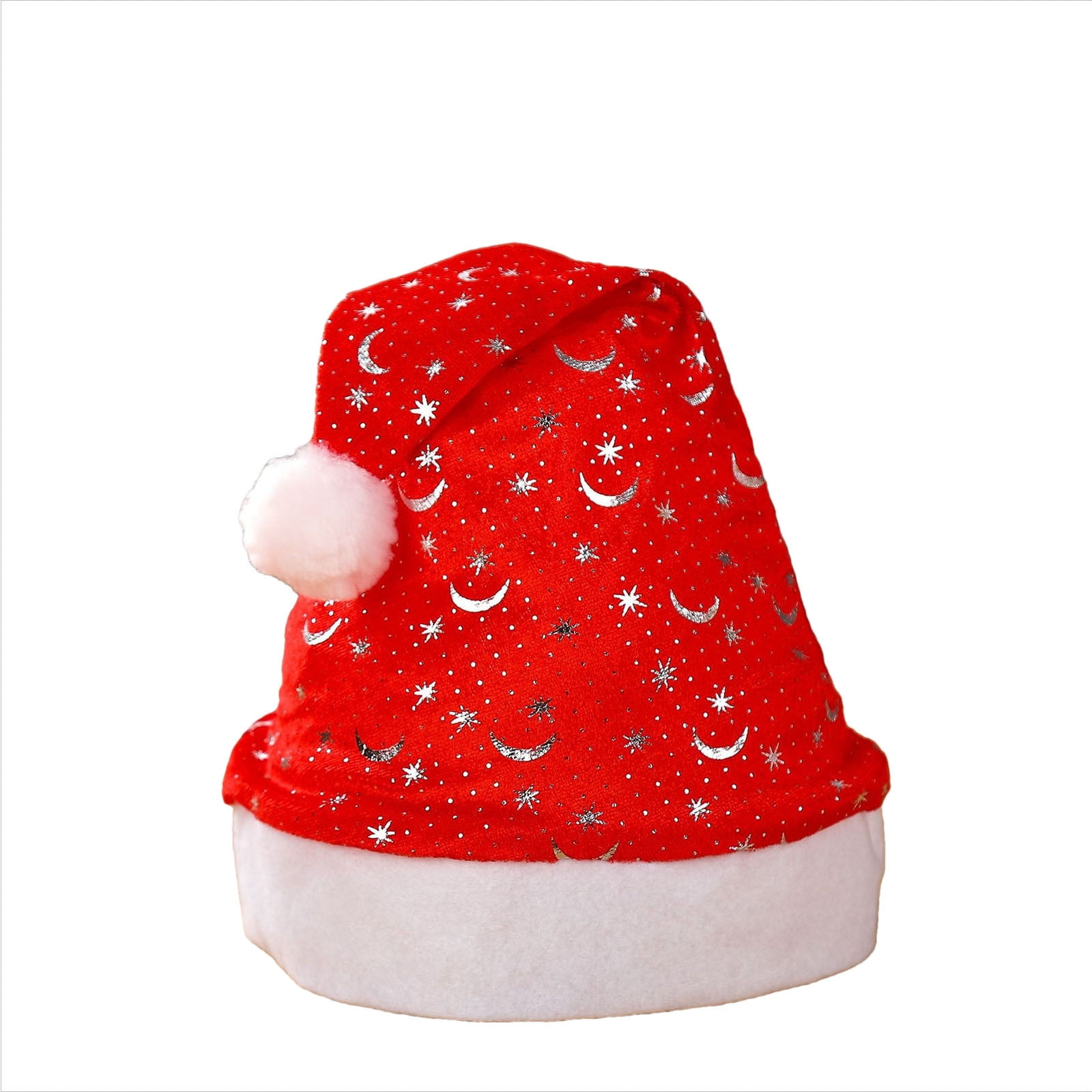 Santa Hat for Adults Plush Christmas Hats with Snowflake Pattern New ...