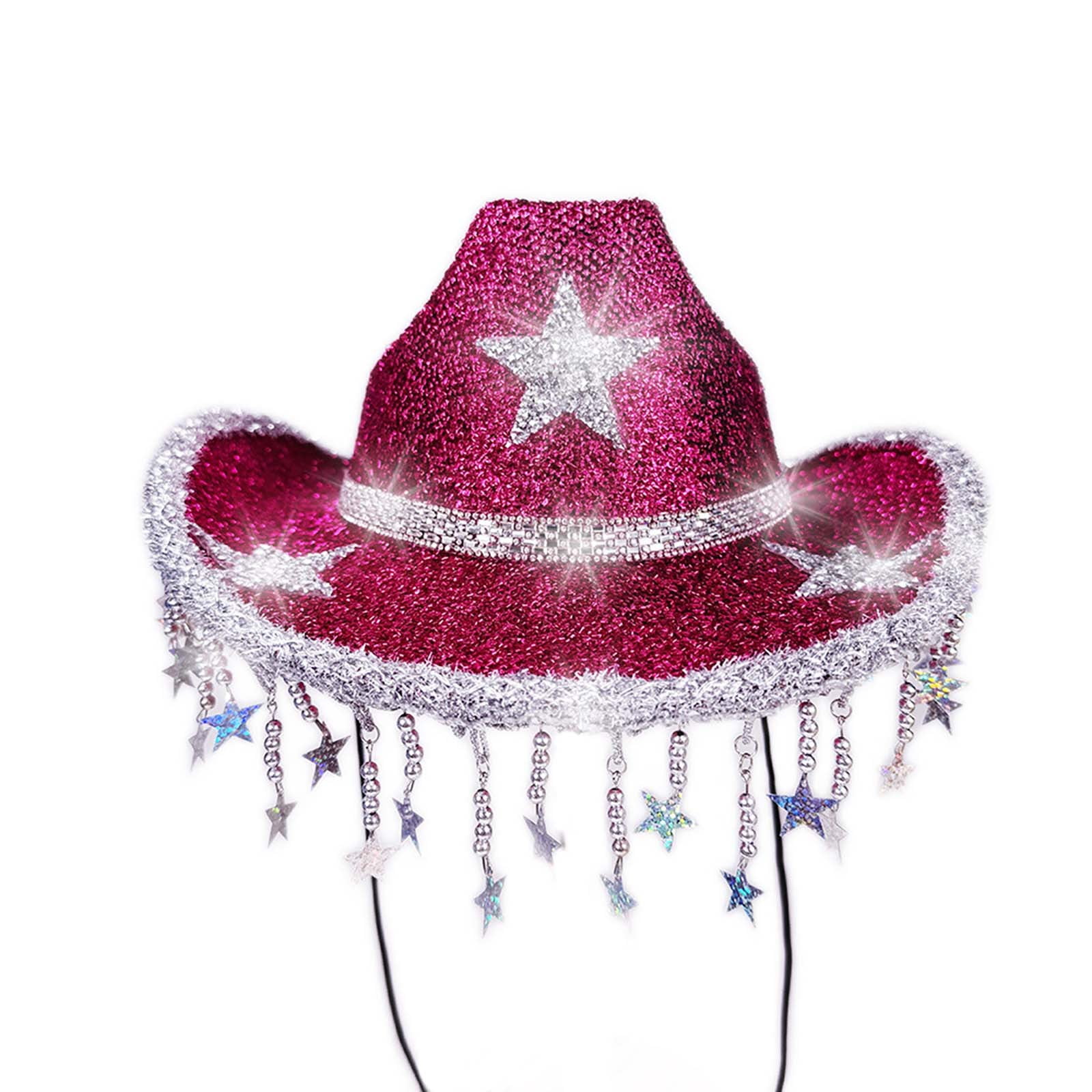 Santa Hats Adult,Western Cowboy Hat with Sparkling Rhinestone and ...