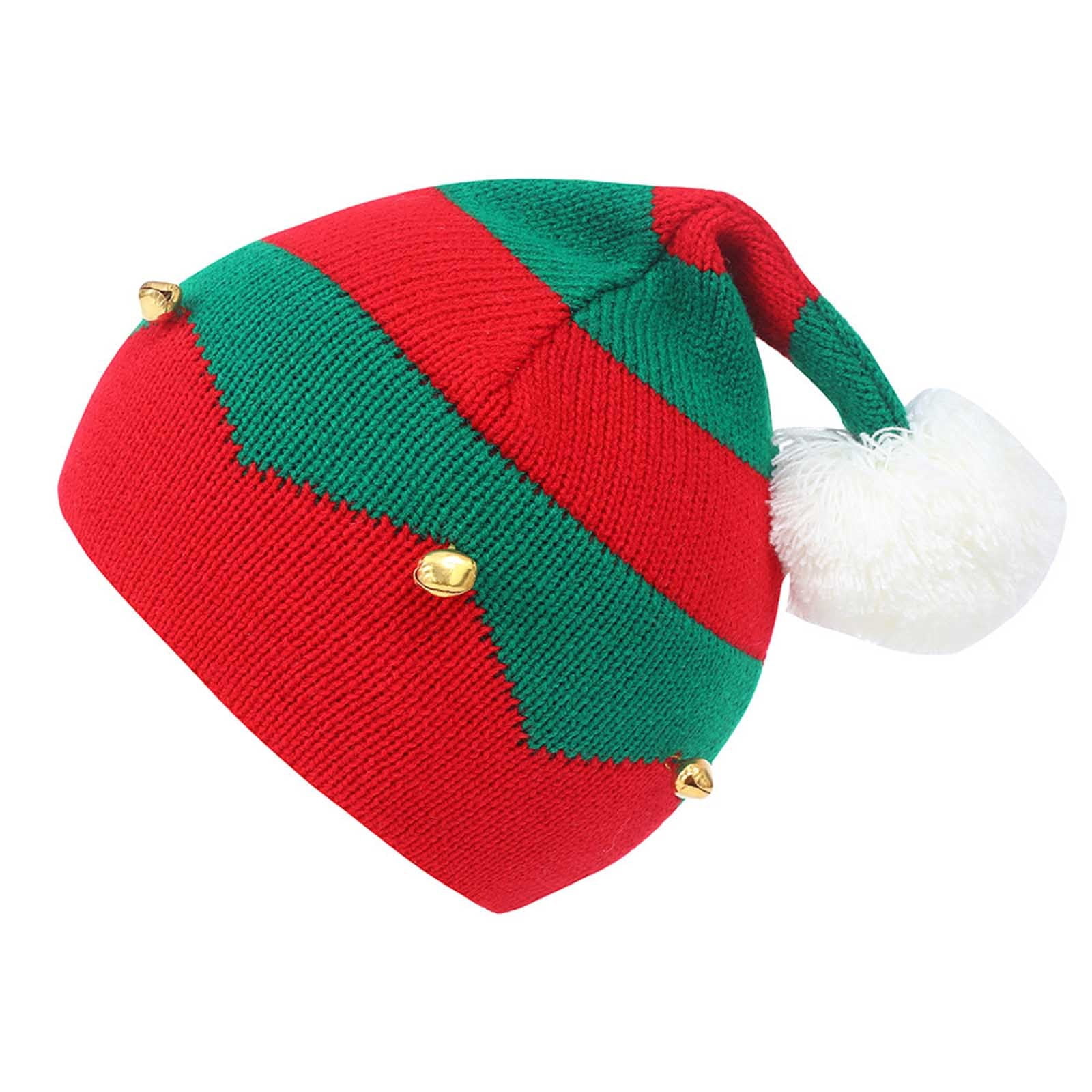 Santa Hats for Adult Fall Winter Knitted Beanie Christmas Hat with Bell ...