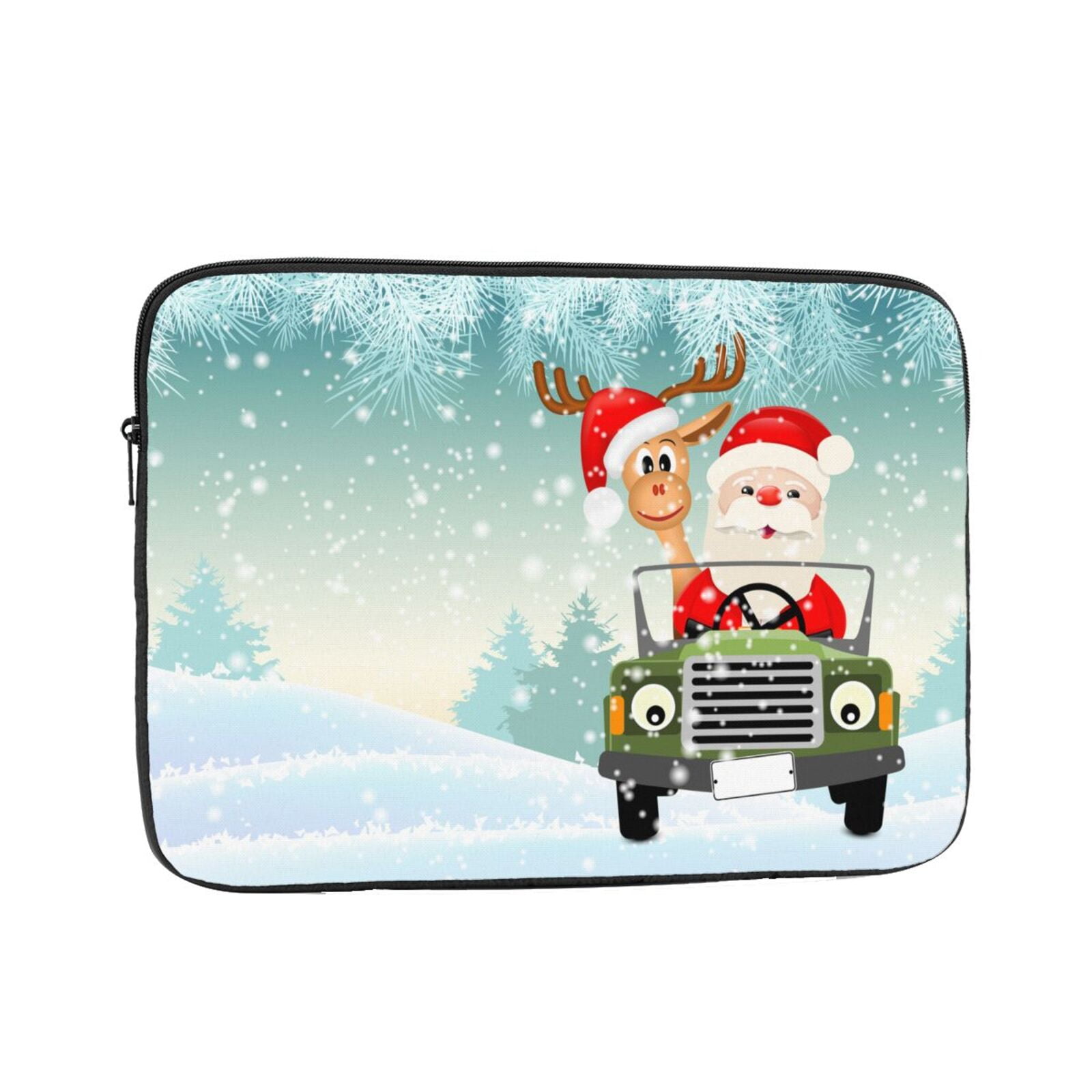 Santa with His Reindeer Driving Car 17 inch Portable Laptop Sleeve ...