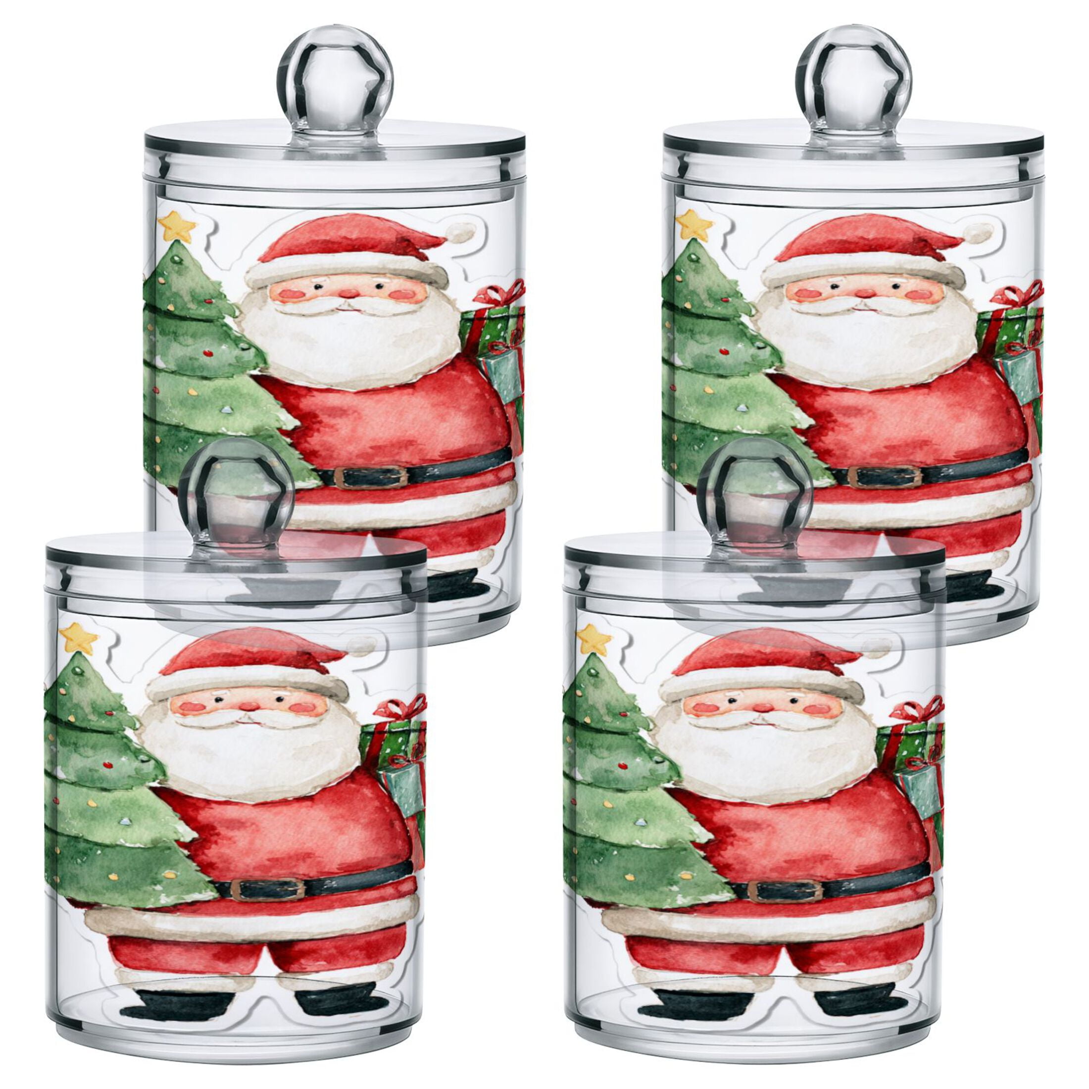 Santa Hold Christmas Tree Presents Translucent Plastic Cans Storage ...
