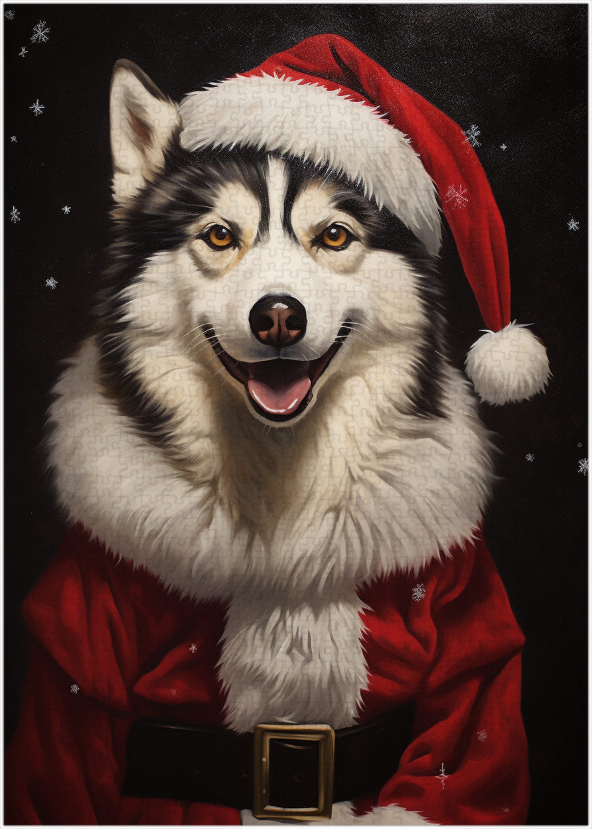 Santa Husky Puzzles 500 Pieces for Adults - Pet Santa Costume Portrait ...