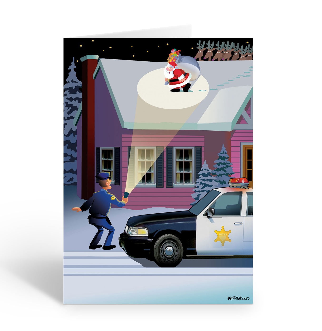 Santa Is Getting Caught by the Police Holiday Card - 12 Cards with ...