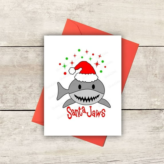 Santa Jaws Holiday Card – Fun Shark Design with Santa Hat – Perfect for ...