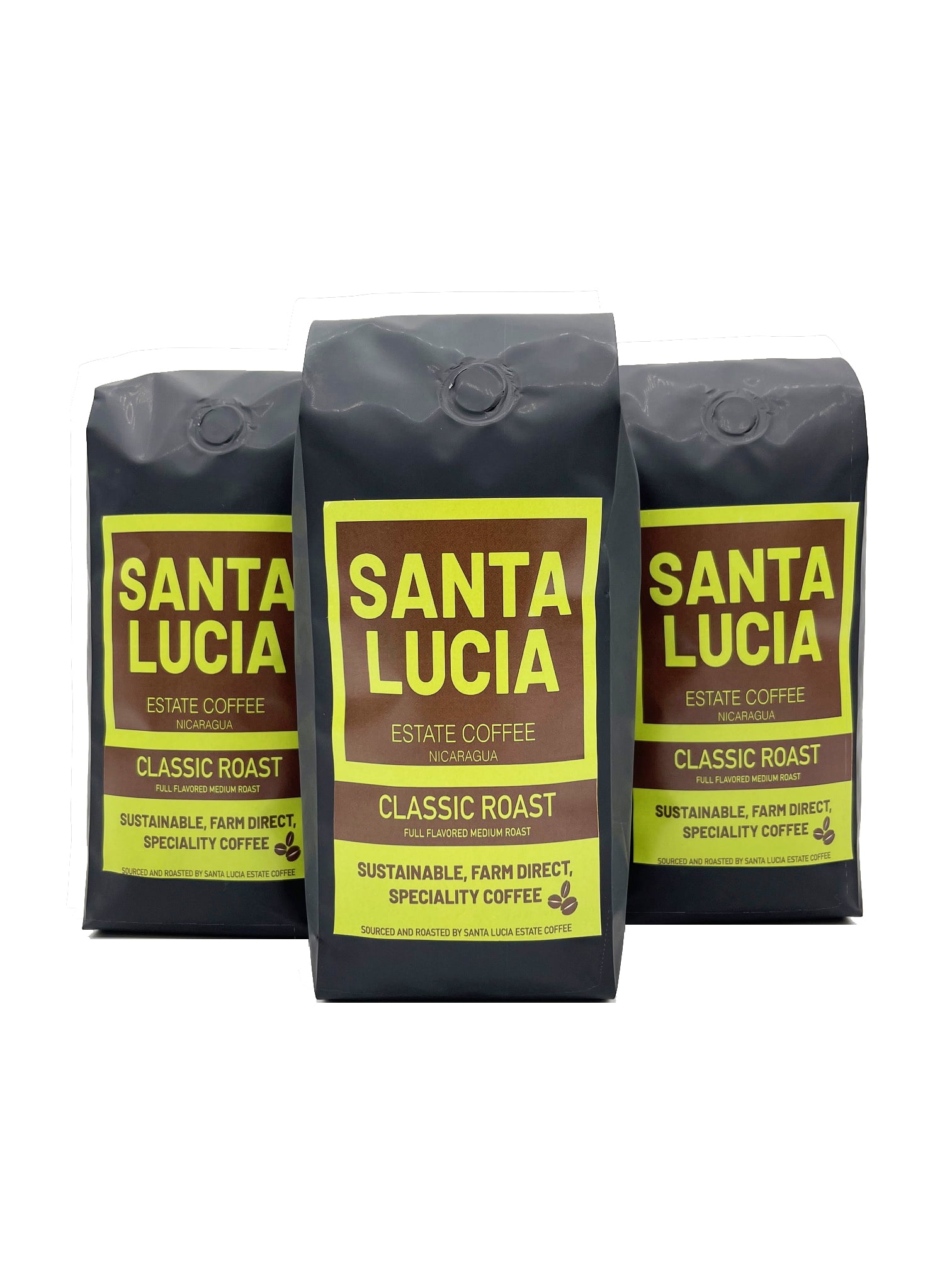 Santa Lucia Coffee Classic Roast 3 Pounds (3-16oz Bags) Whole Bean ...