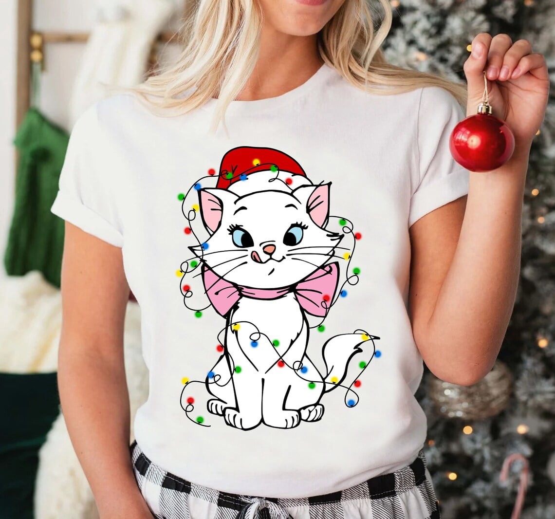 Santa Marie Cat Christmas Lights Shirt, The Aristocats Marie Christmas ...