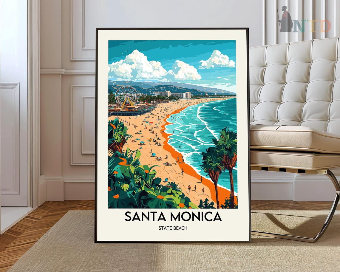 Santa Monica Beach Poster, Santa Monica Beach Print, Santa Monica Beach ...