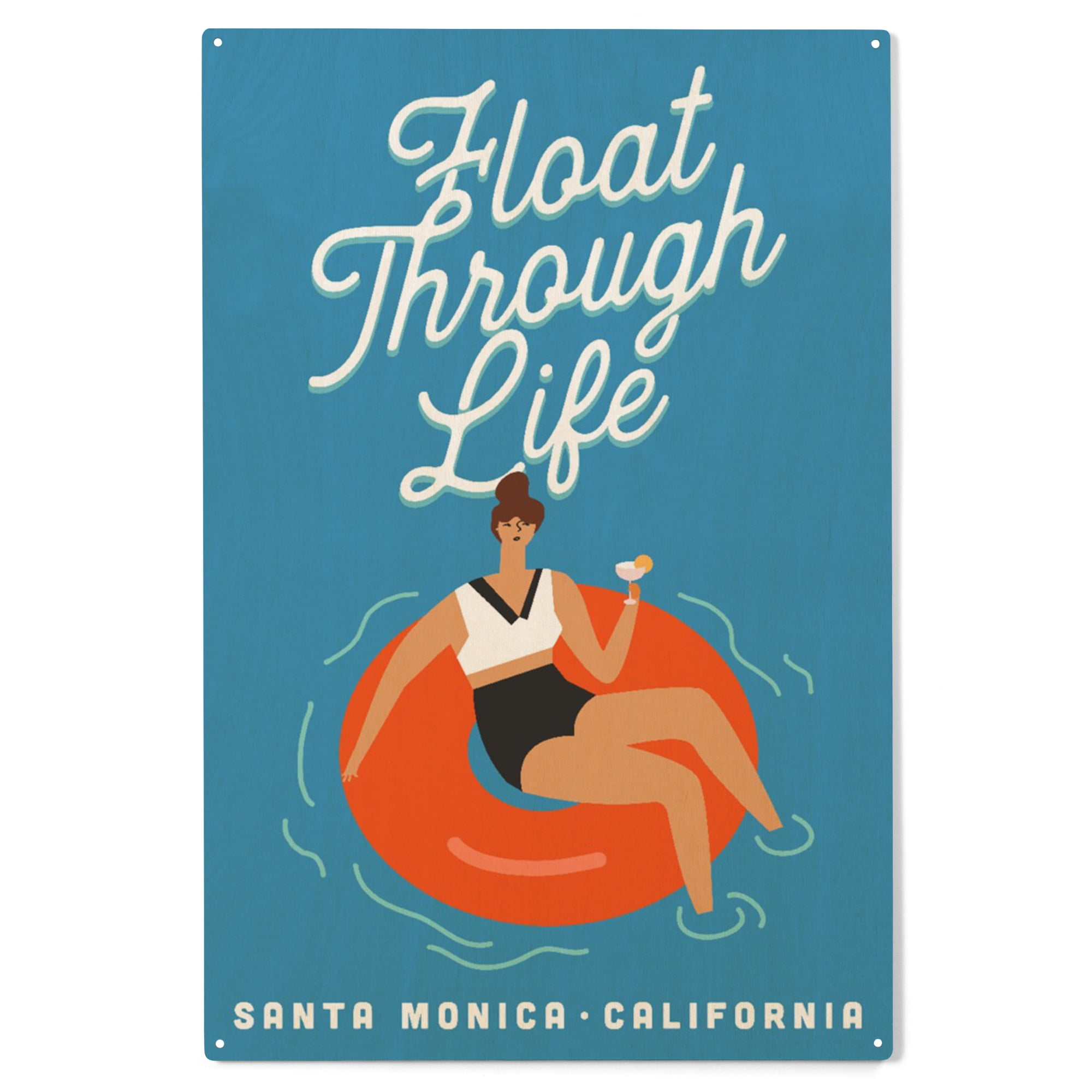 Santa Monica, California, Float Through Life, Lady on Inner Tube Birch ...