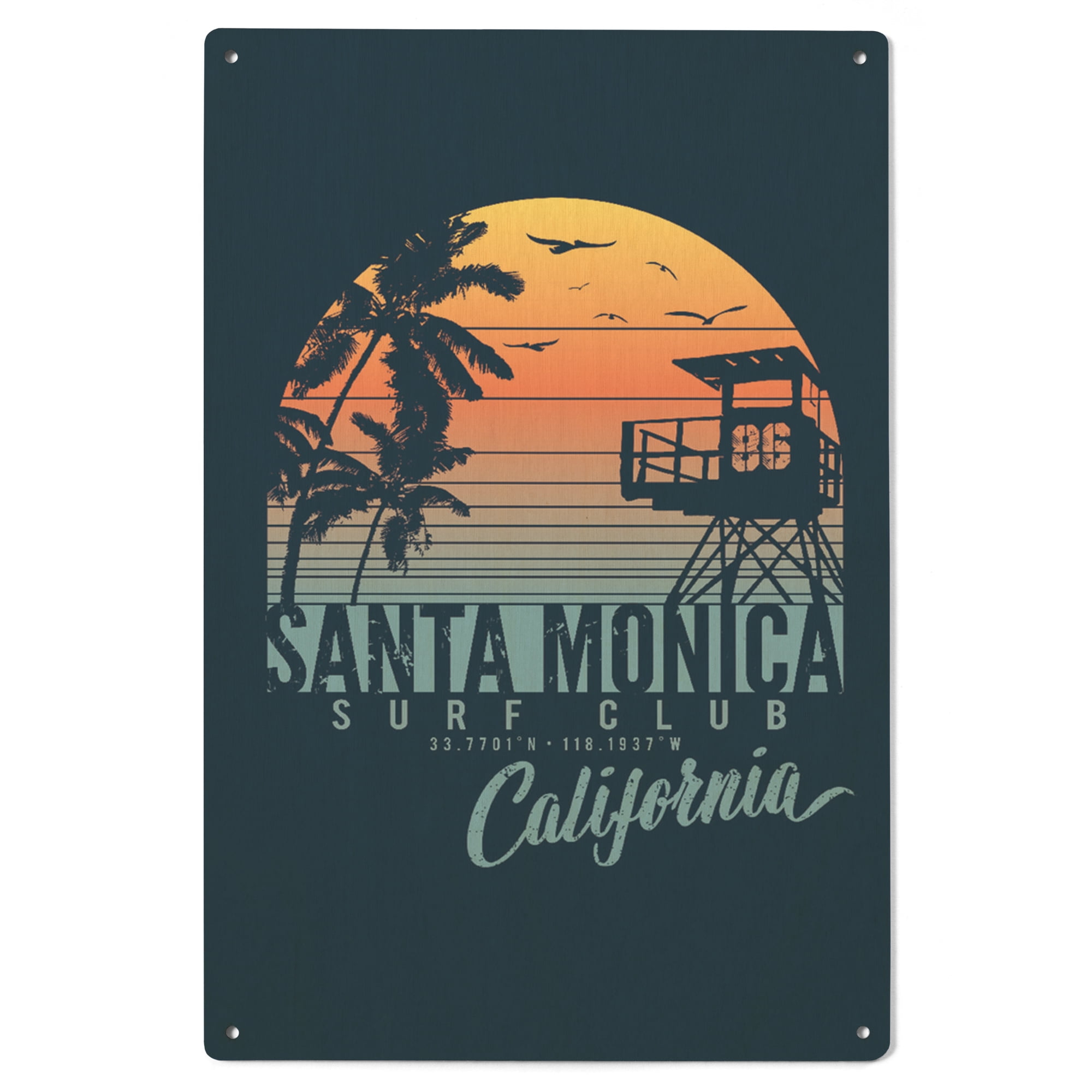 Santa Monica, California, Surf Club, Sunset and Lifeguard Booth Birch ...