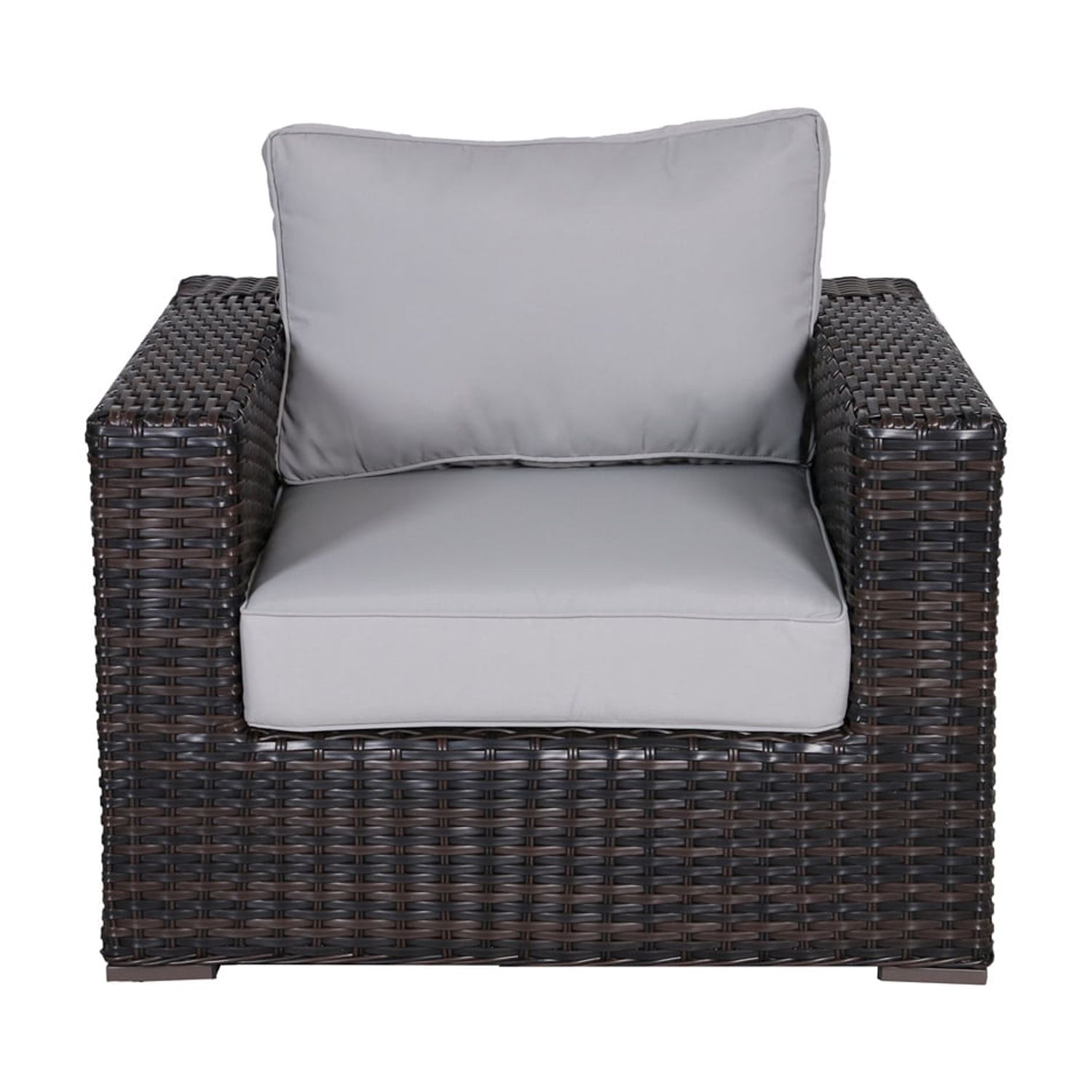 Santa Monica Wicker Rattan Club Chair in Espresso Brown Frame/Gray ...