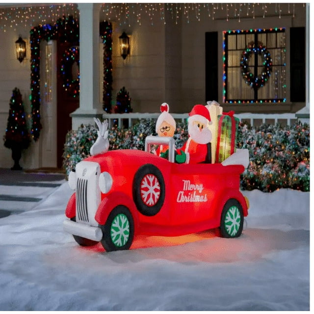 7.5' Large Airblown Gemmy Inflatable: Santa & Mrs Claus Driving Scene ...