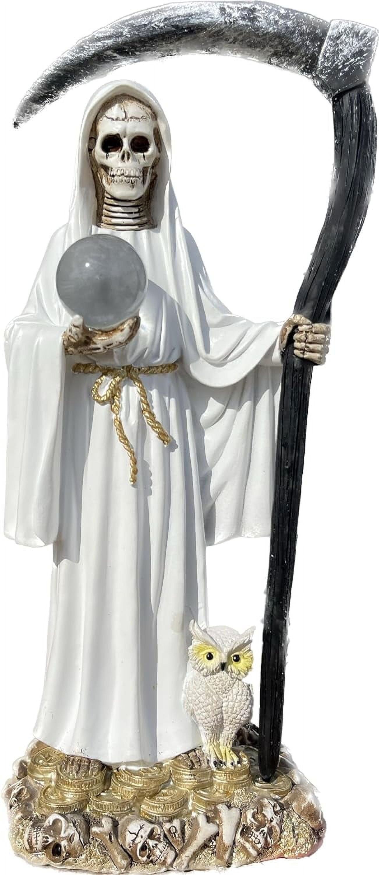 Santa Muerte 13" Inch Tall White Statue Holy Death Grim Reaper Skull ...