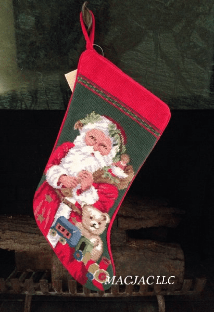 Santa Needlepoint Christmas Stocking MACJACLLC Weight 1 lb - Walmart.com