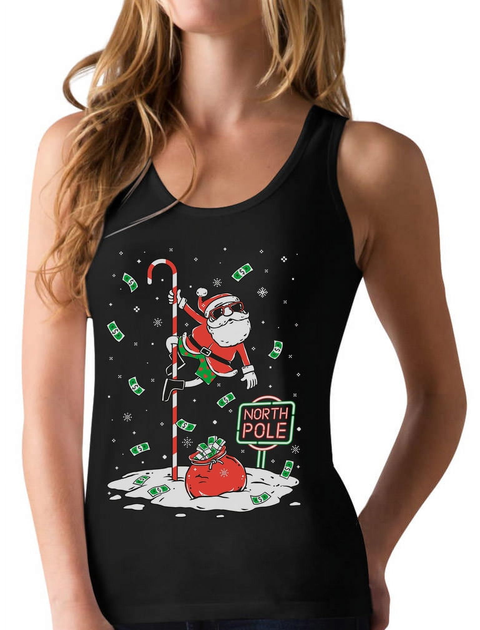 Santa North Pole Christmas Tank Top Women Teen Girls Funny Xmas ...