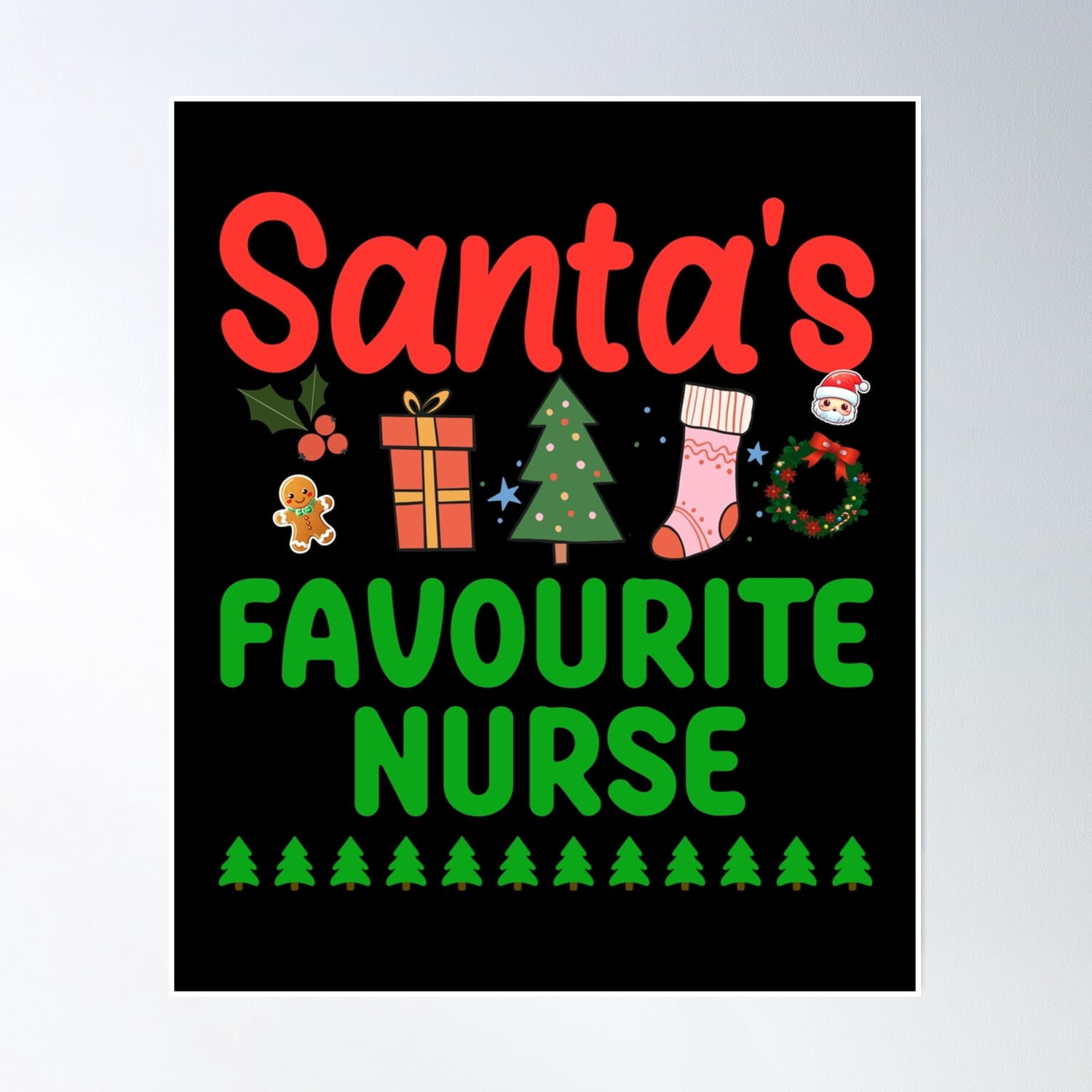 Santa Nurse Poster Wall Art, Modern Wall Decor, 12x18 UNFRAMED ...