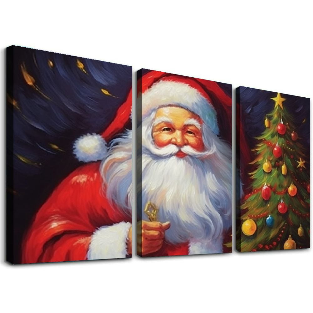 Santa Portrait Canvas Wall Art Print, Comish Holiday Painting, Santa ...