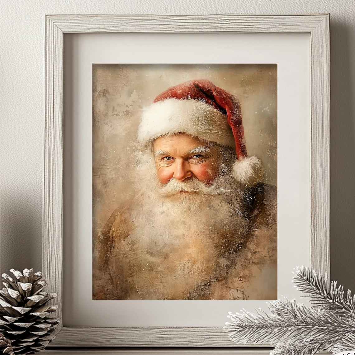 Santa Portrait Print, Vintage Santa Claus Wall Art, Santa Art Decor ...