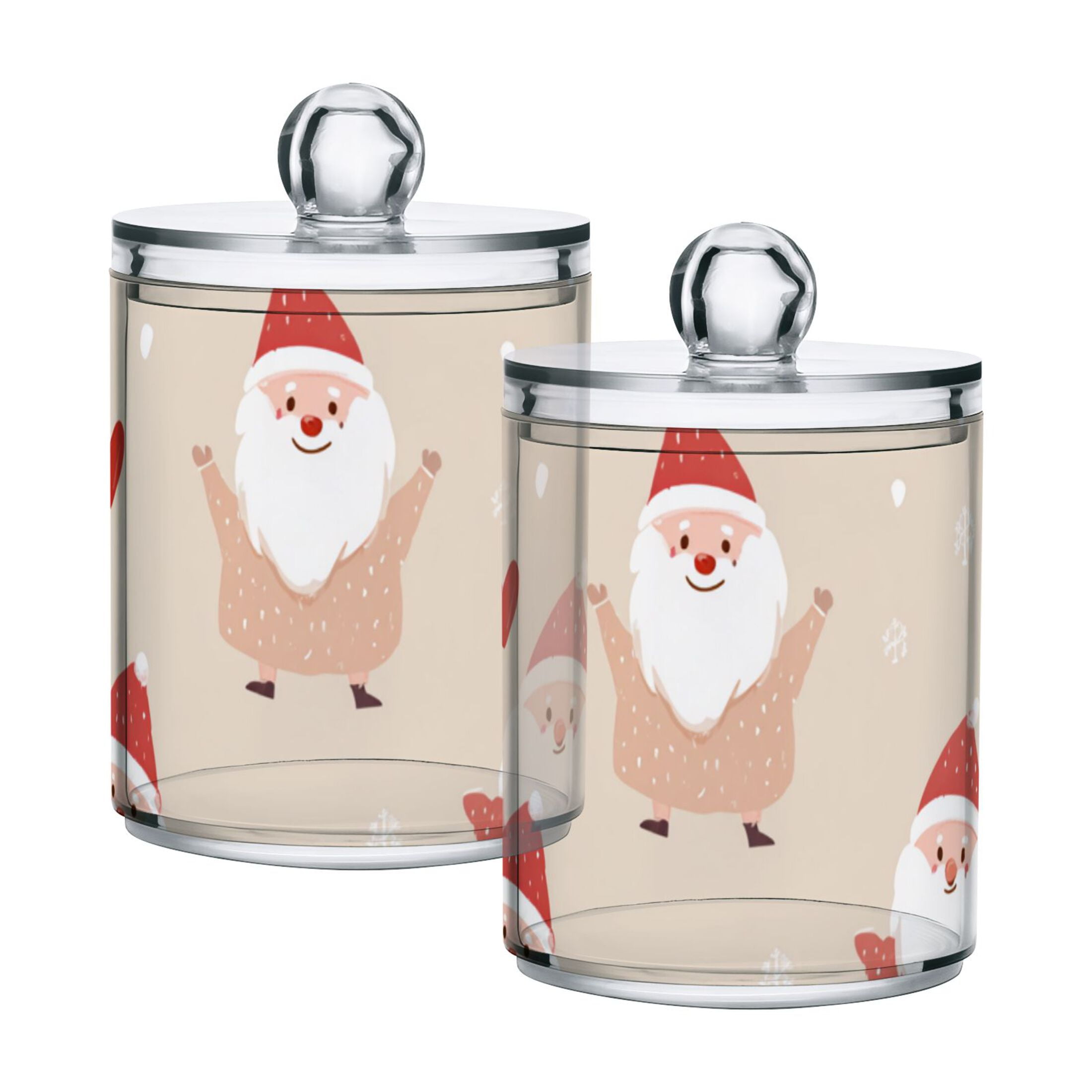 Santa Raise Hands Hearts Christmas Translucent Plastic Cans Storage ...