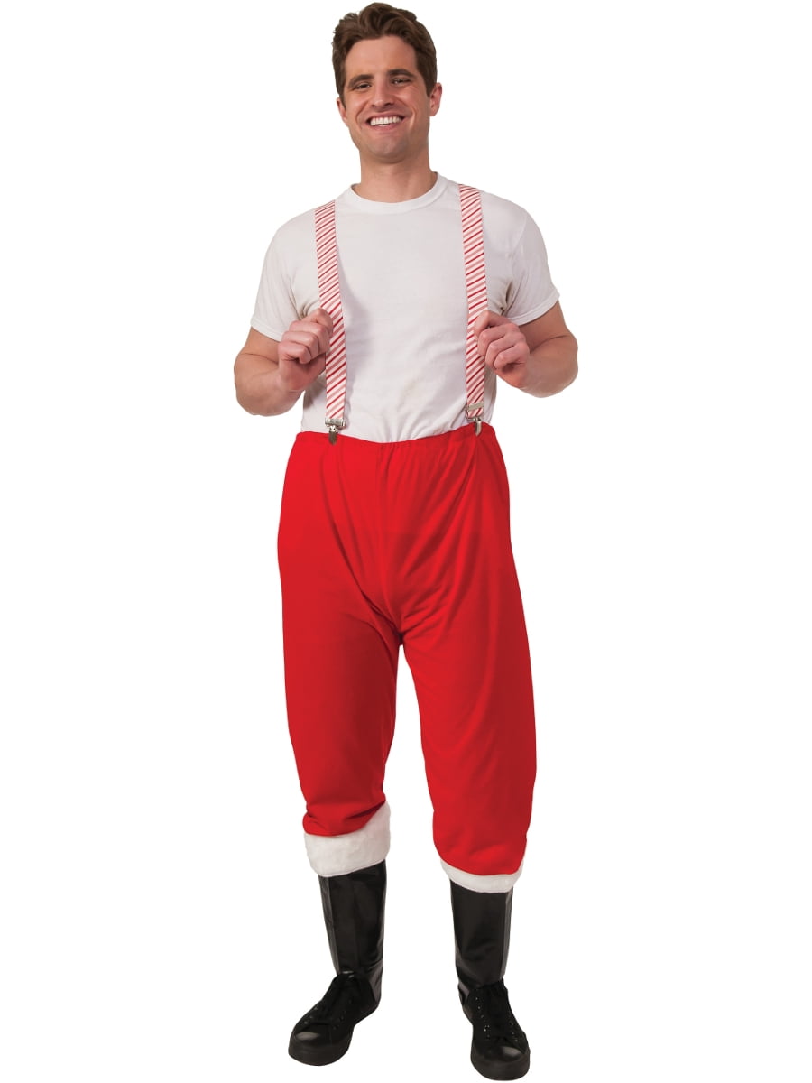 Santa Red And White Striped Suspenders Candy Cane Elf Costume Accessory