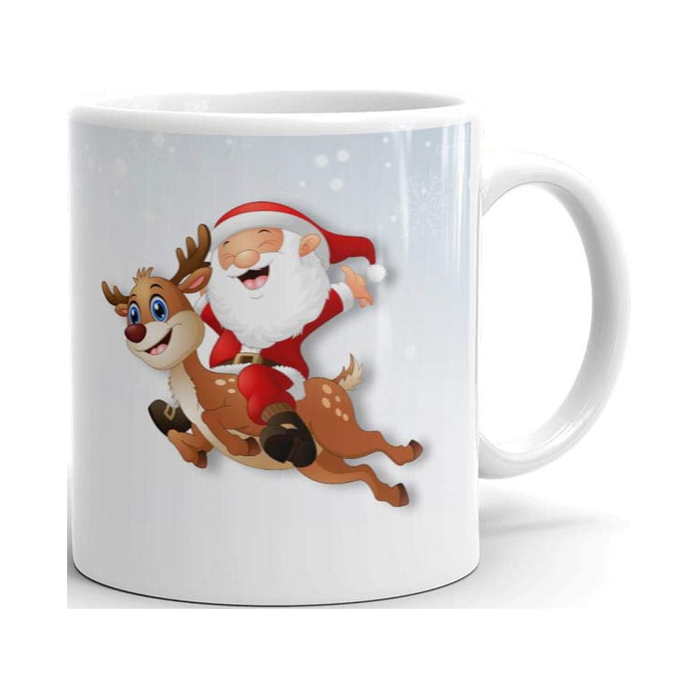 Santa Riding T-rex Rudolph Yankee Swap Coffee Tea Ceramic Mug Office ...