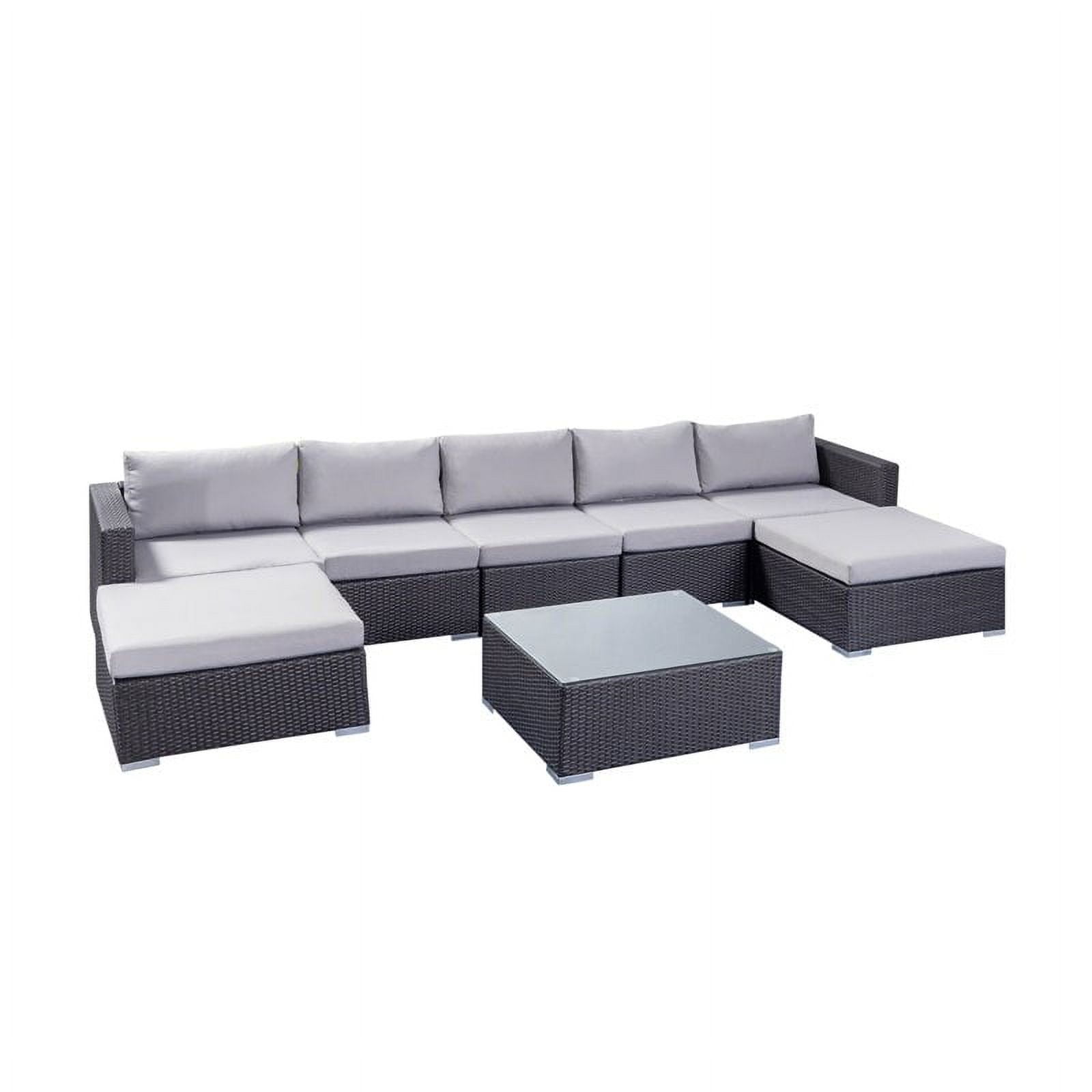 Santa Rosa 5 Seater Wicker Sectional Sofa Set with Cushions Grey/Silver ...