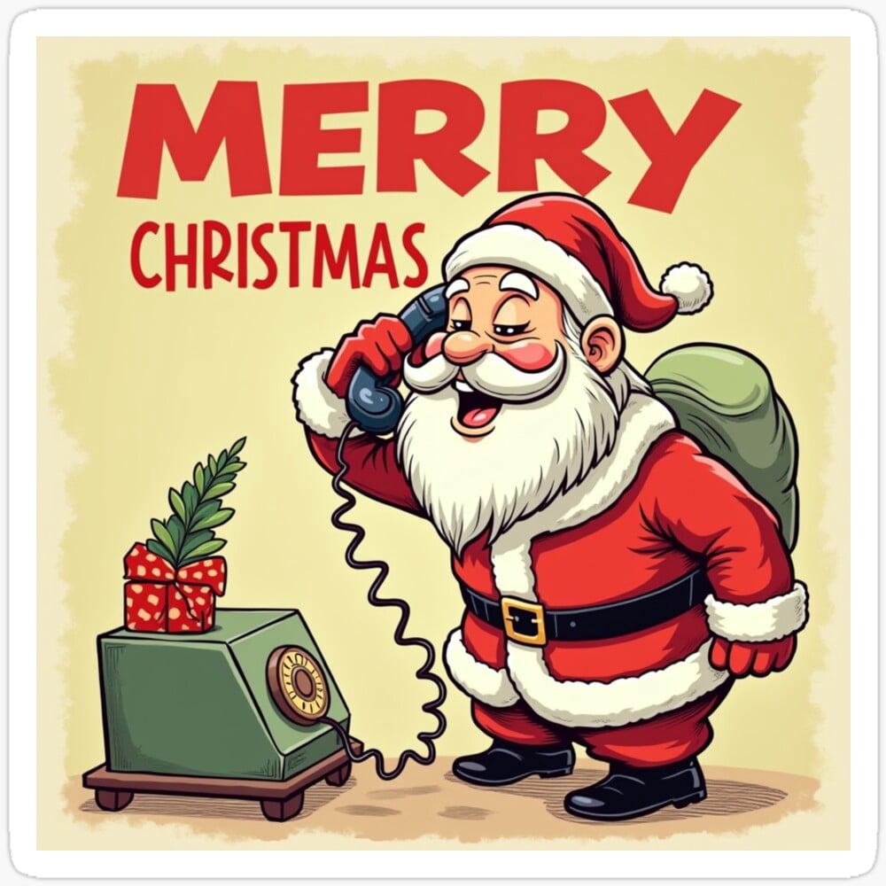 Santa'S Calling Sticker Phone Decal Water Bottle Stickers Car Decals ...
