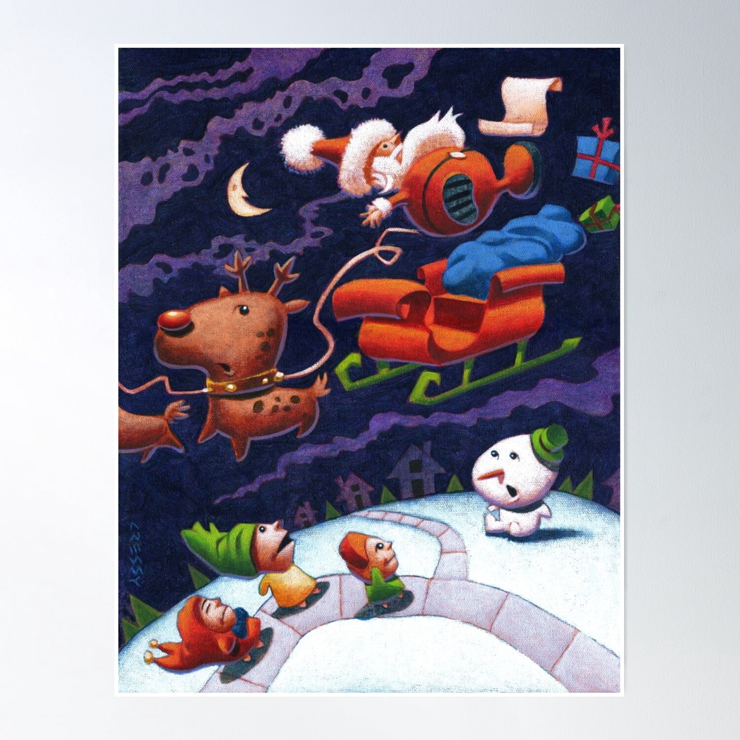 Santa'S Trippin' Acrylic Version Poster Wall Art, Modern Wall Decor ...