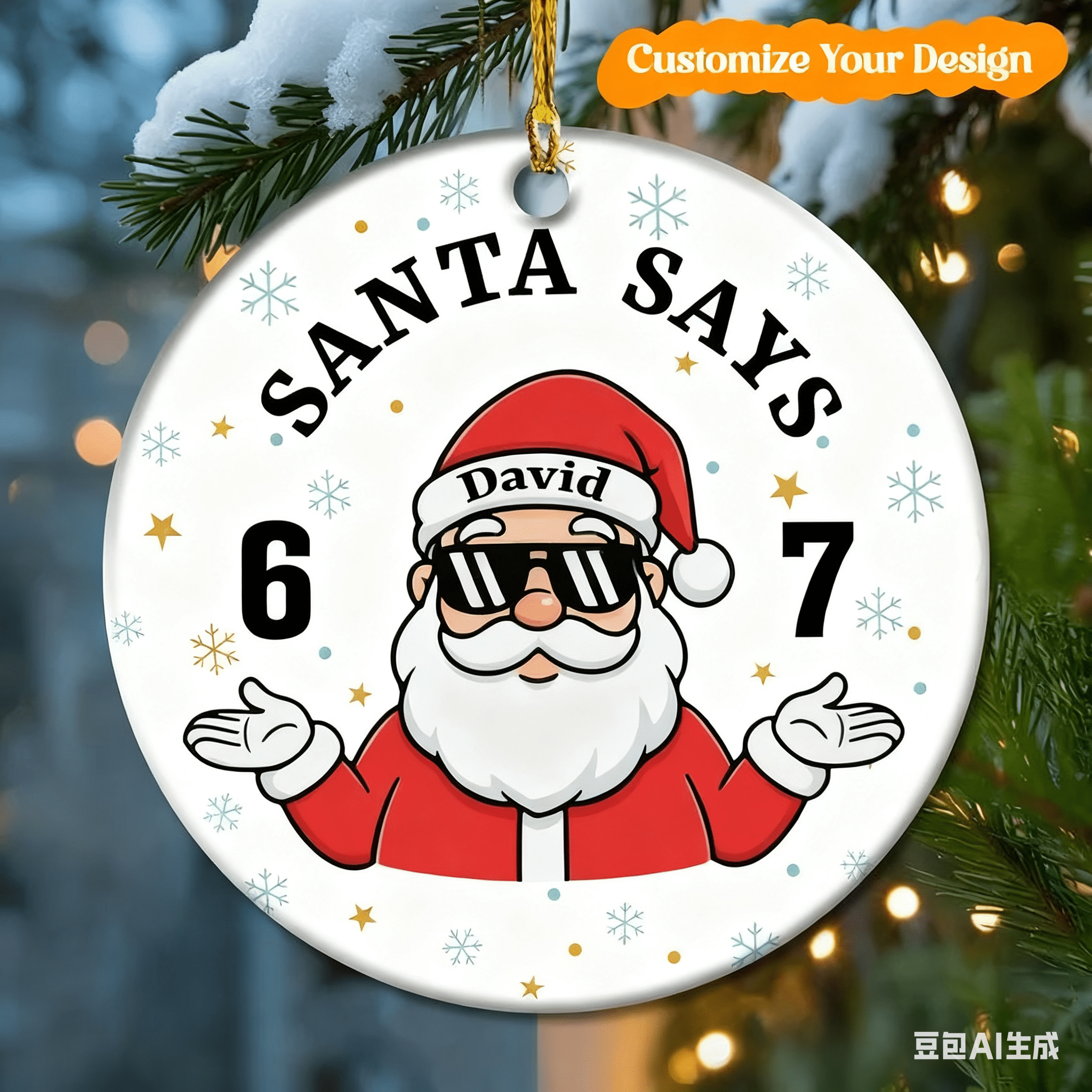 Santa Says Six Seven Christmas Ornament 2025 – Funny "67 Meme" Hanging ...