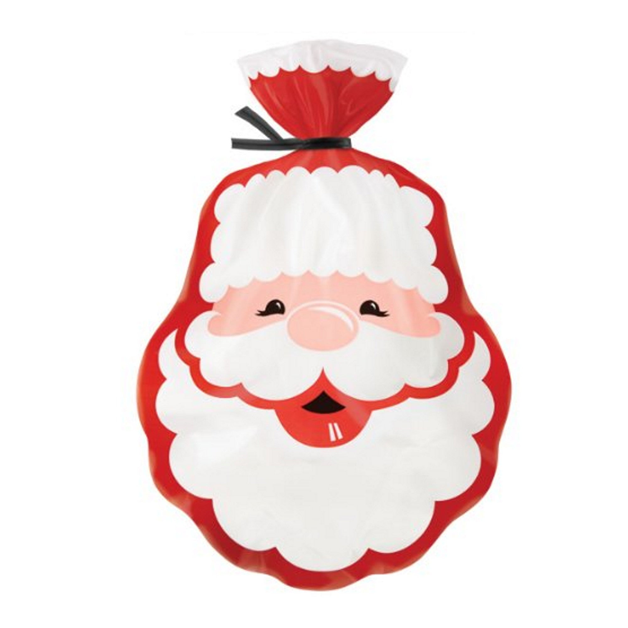 Santa Shaped Party Bags with Black Twist Ties - 6in. x 9in. - 15 Pack ...