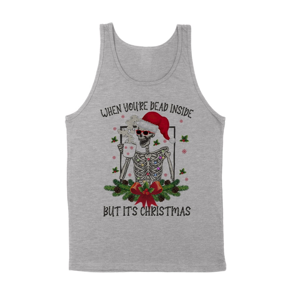Santa Skeleton Dead Inside Tank Top Unisex Small Grey - Walmart.com