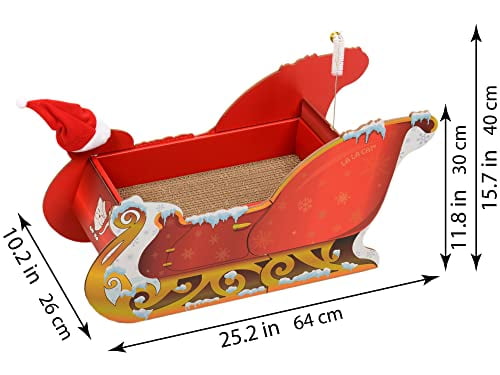 Santa Sleigh Cat Scratcher | Christmas Cat Scratcher with Santa Hat and ...