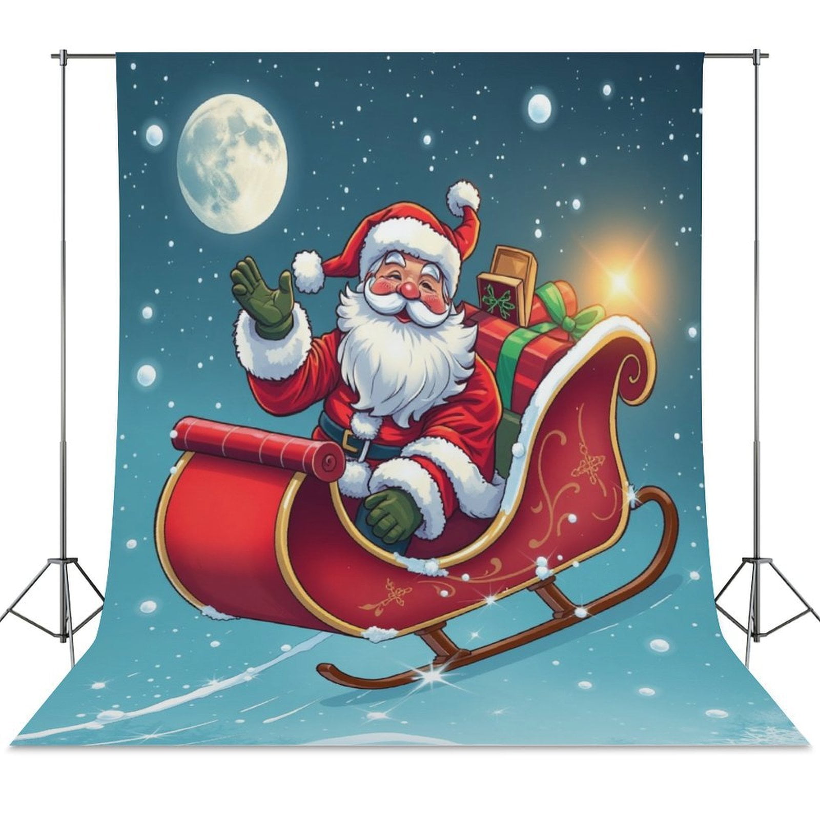 Santa Sleigh Flying Party Backdrop Birthday Decoration Backgrounds for ...