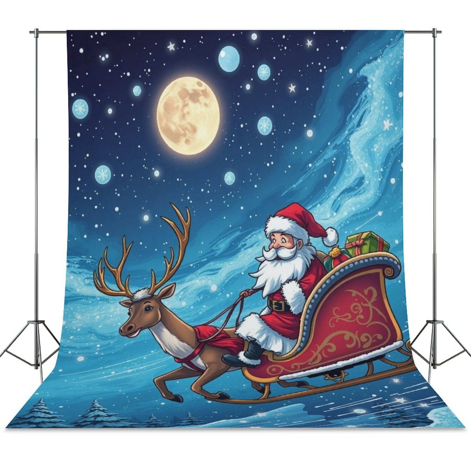 Santa Sleigh Night Flight Photography Backdrops Adult Photostudio Props ...