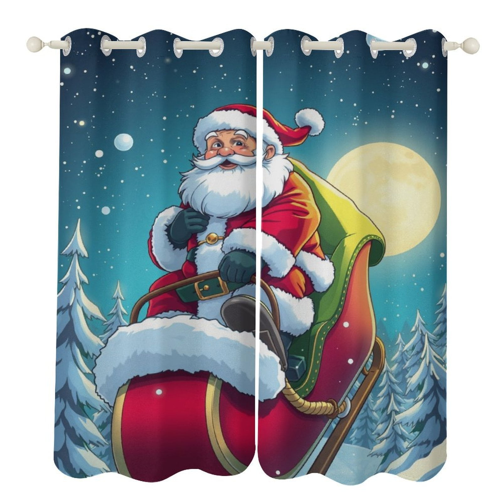 Santa Sleigh Ride Curtains Outdoor Decor Curtain Panels With Grommets ...
