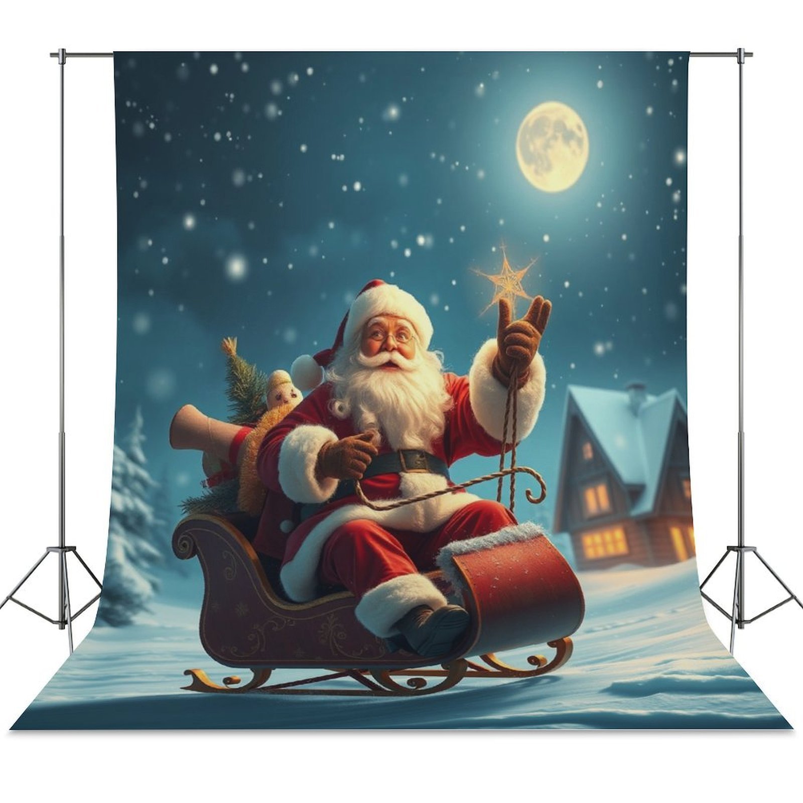 Santa Sleigh Ride Photography Backdrops Adult Photostudio Props Decors ...