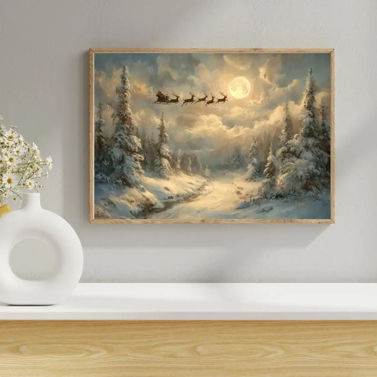 Santa Sleigh Vintage X.mas Poster Size 24''x36''-The Future Box ...