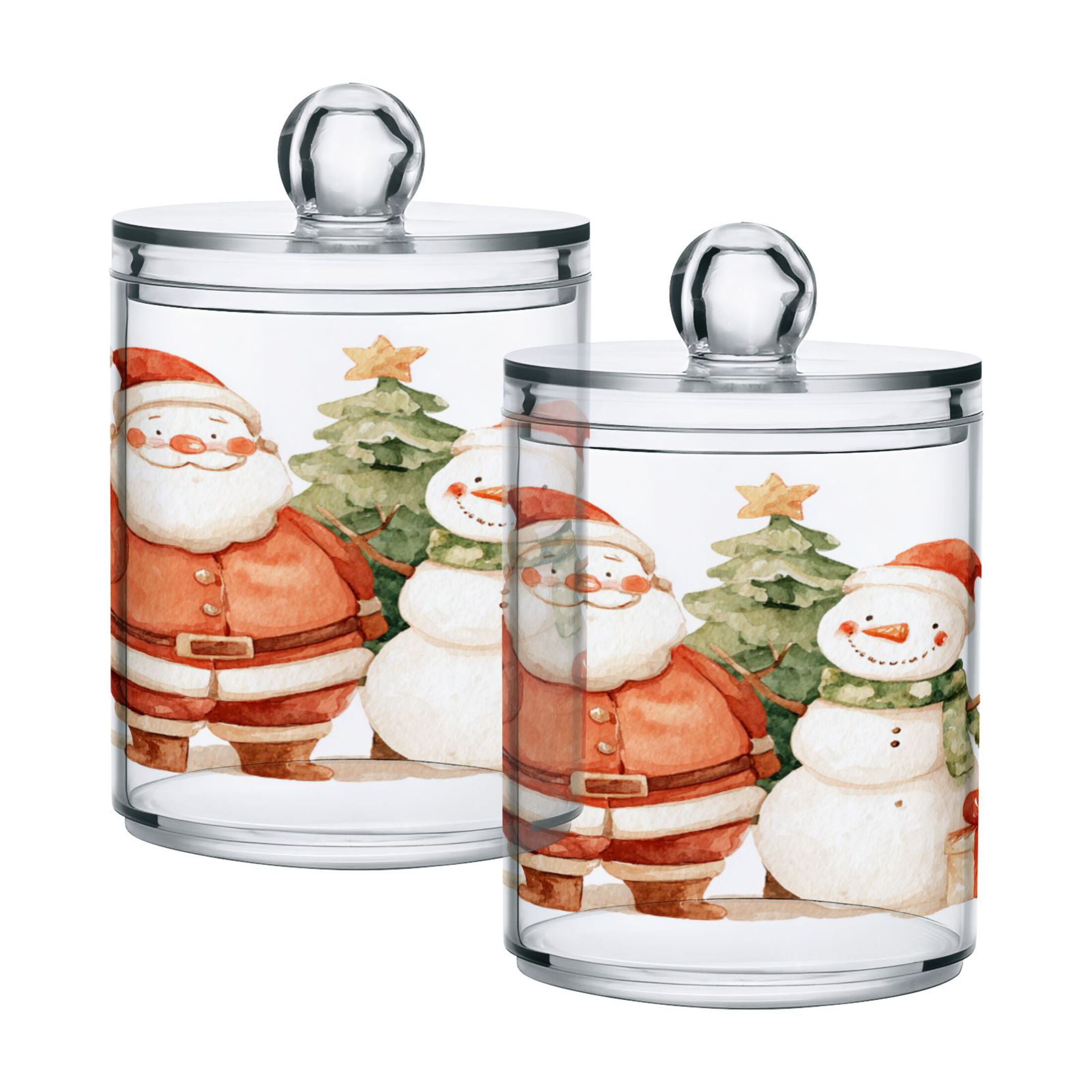 Santa Snowman Hold Gifts Christmas Tree Translucent Plastic Cans ...