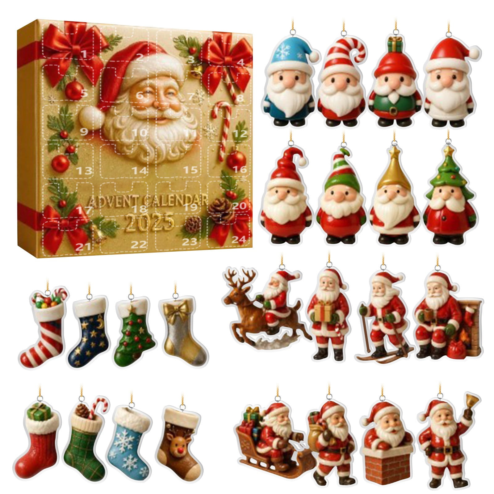 Santa & Stocking Advent Calendar 2025, 24 Days Christmas Countdown with ...