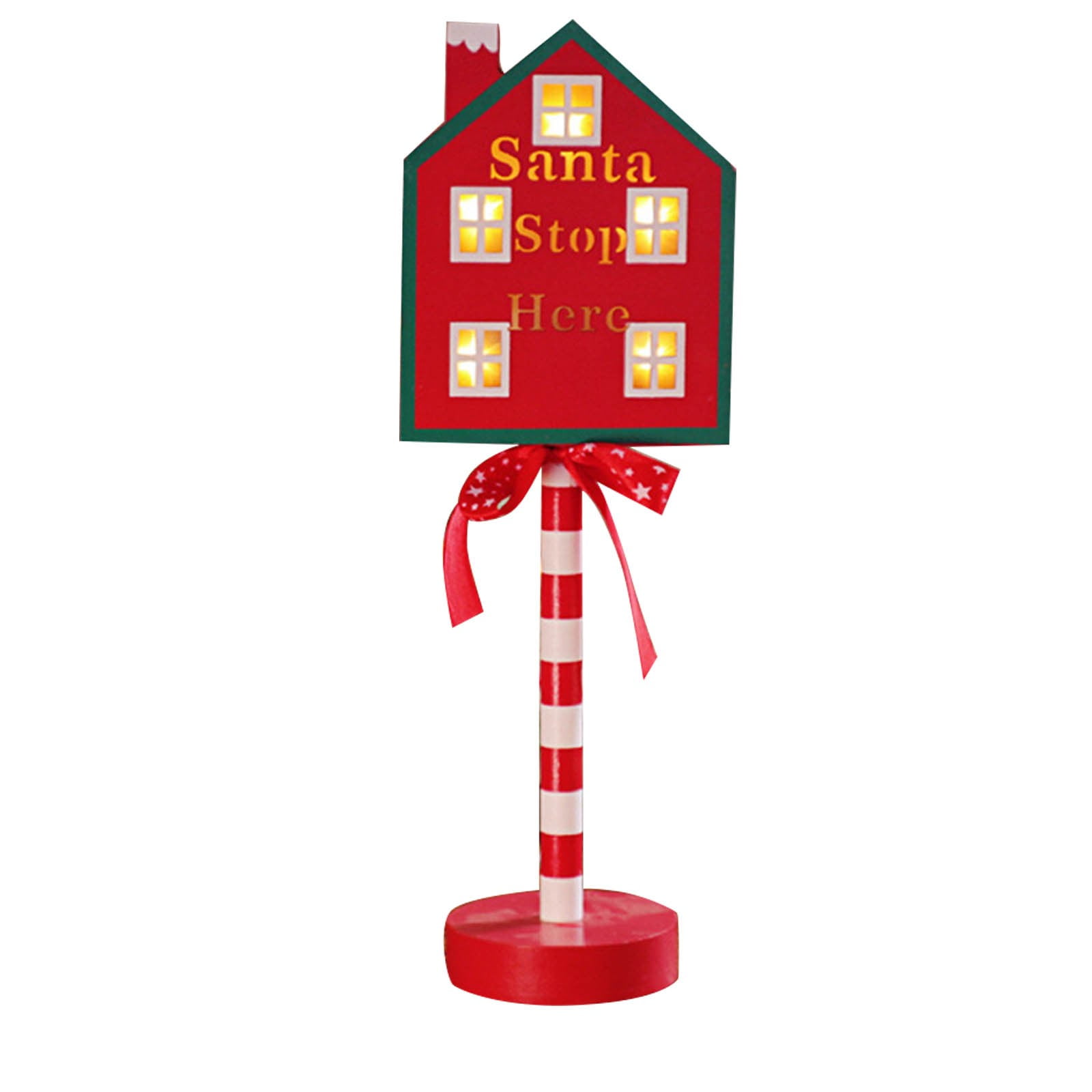 Santa Stop Here LED Wooden Christmas Street Sign Desktop Ornament with ...