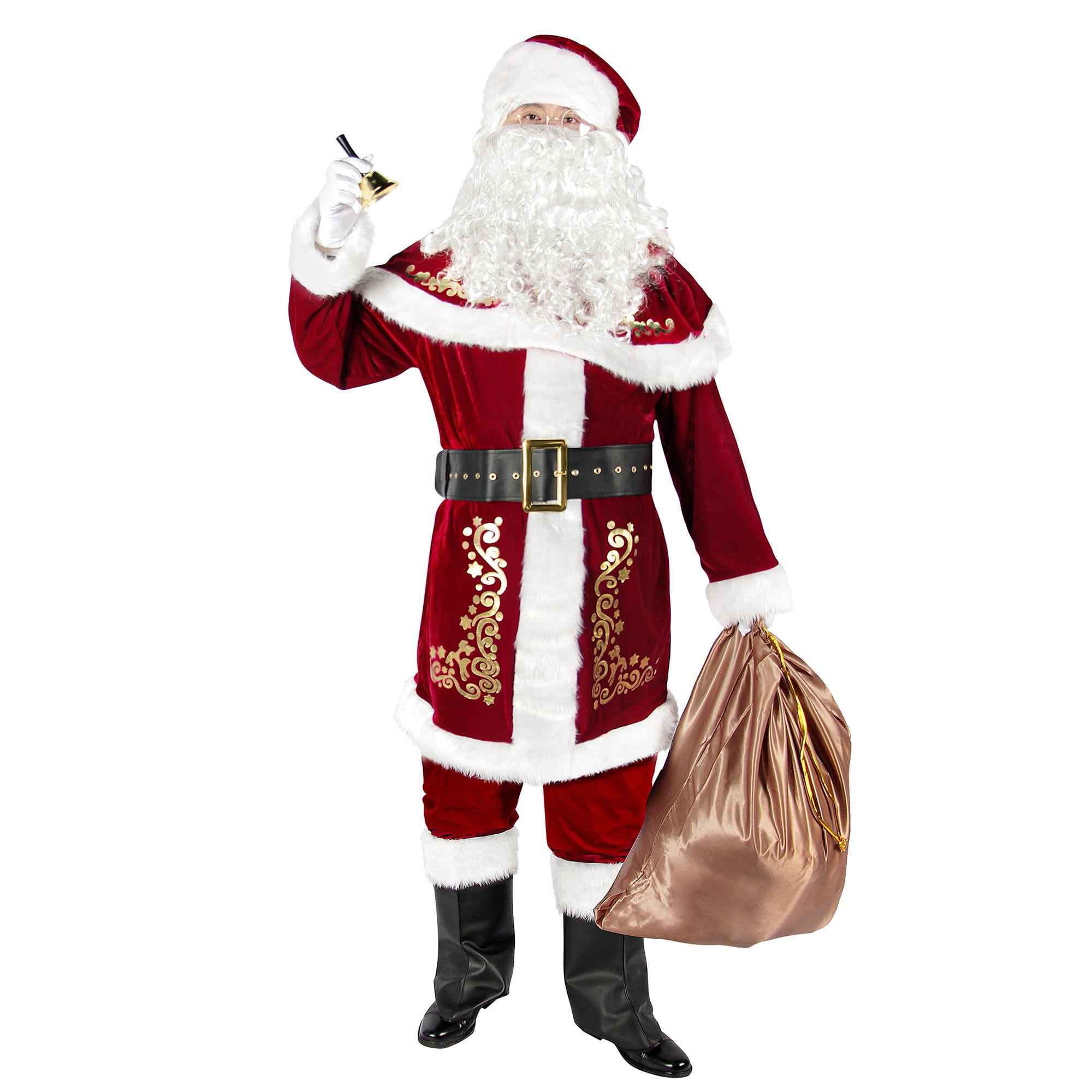 Santa Suit For Men, Men's Deluxe Santa Suit 12pcs Christmas Ultra ...