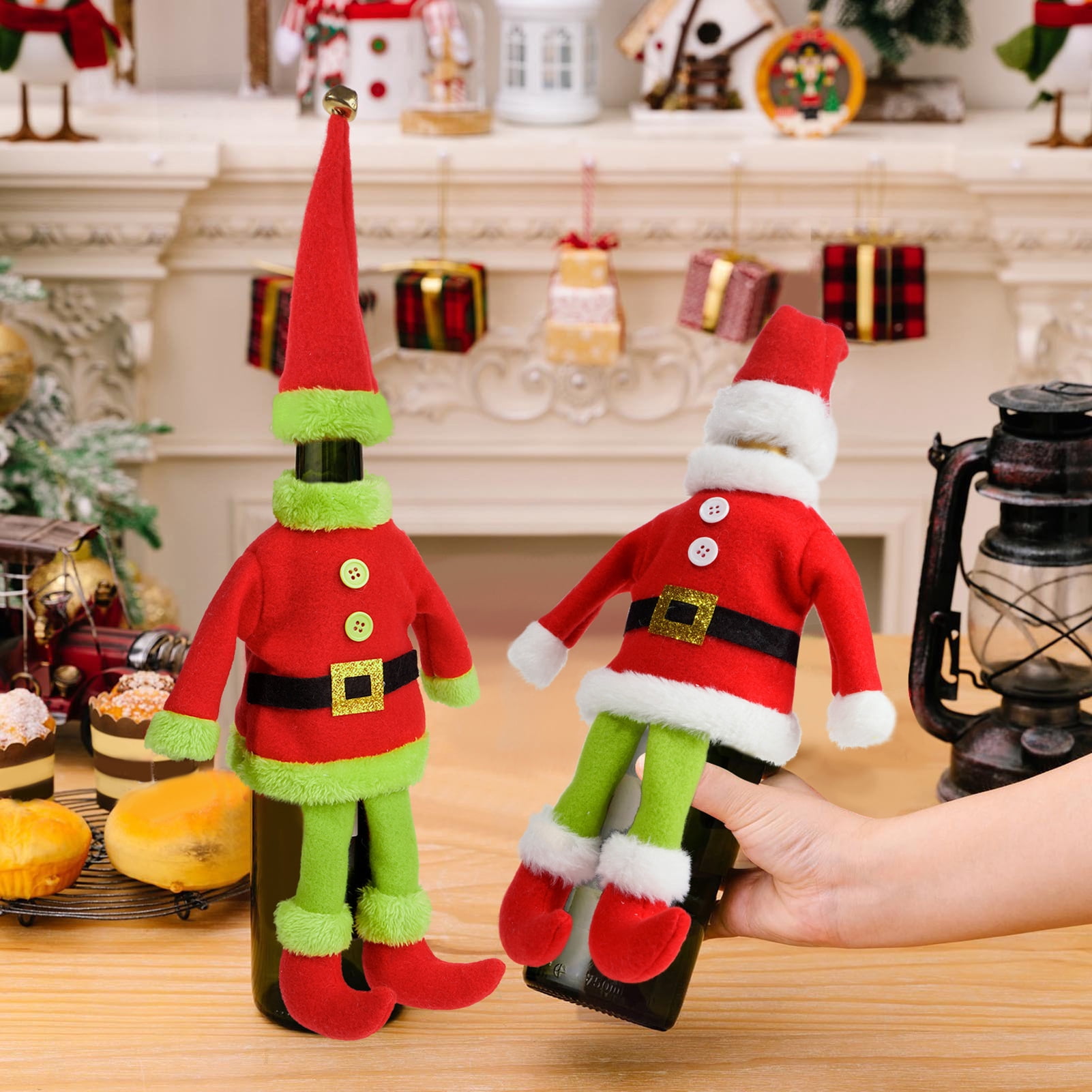 Santa Suit Wine Bottle Cover Christmas Wine Bottle Topper Covers with ...