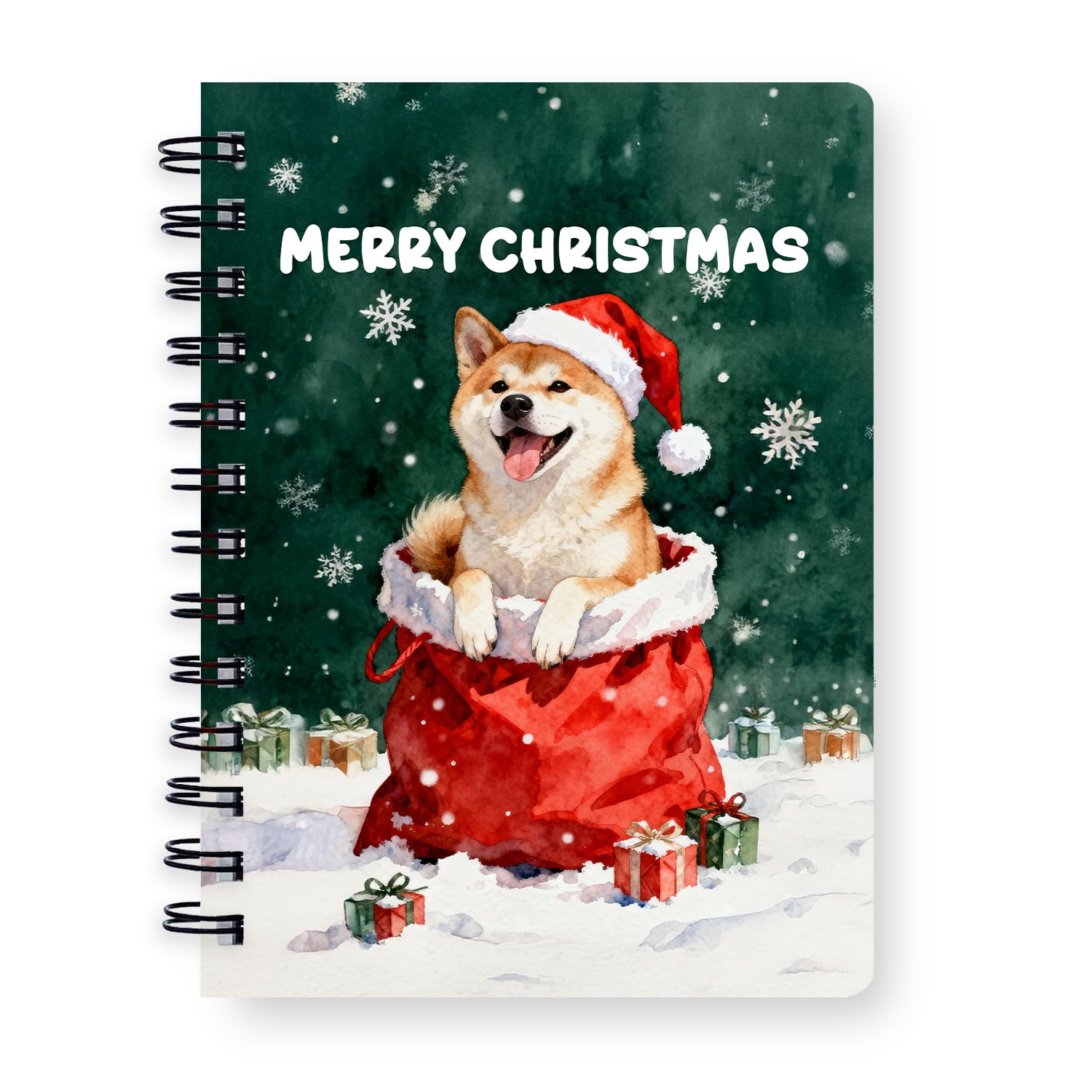 Santa Surprise Gift Akita Merry Cheerful Christmas Spiral Bound Journal ...