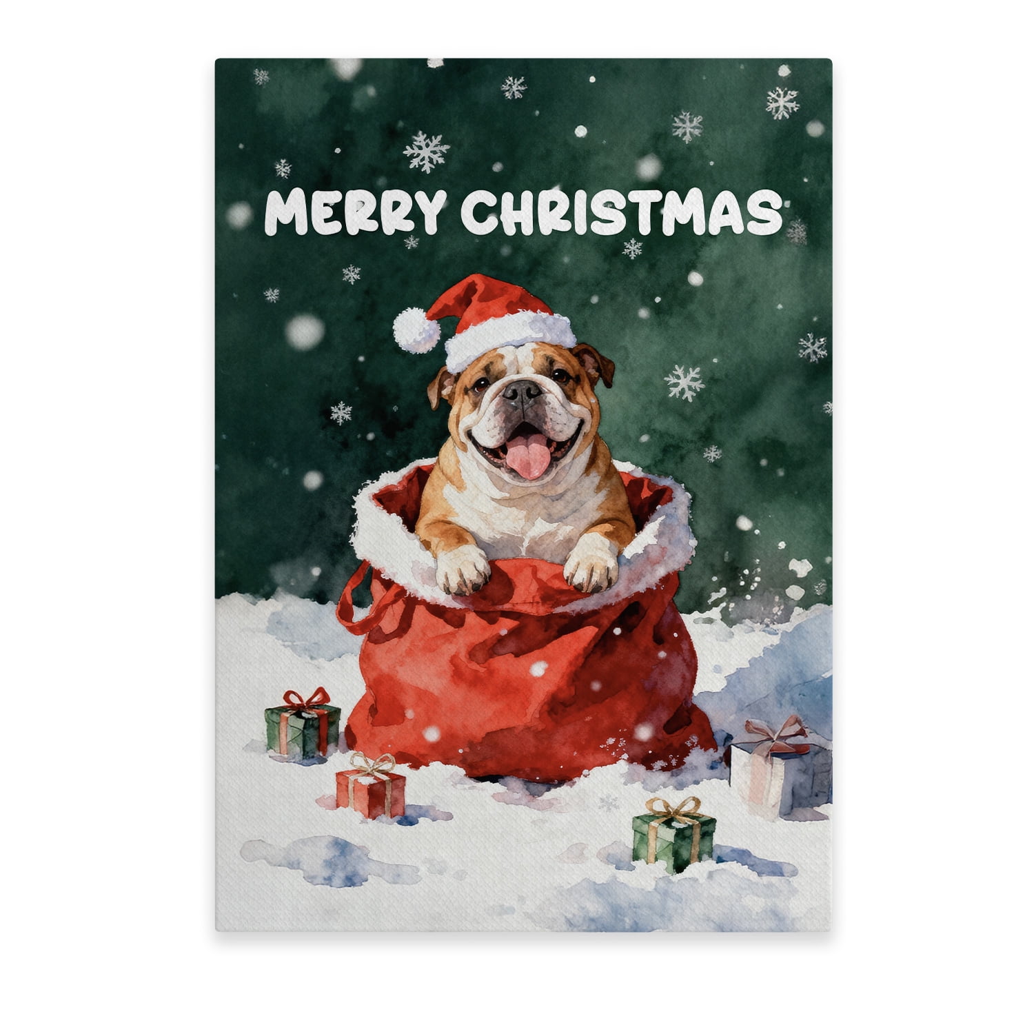 Santa Surprise Gift Bulldog Merry Cheerful Christmas Vertical Matte ...