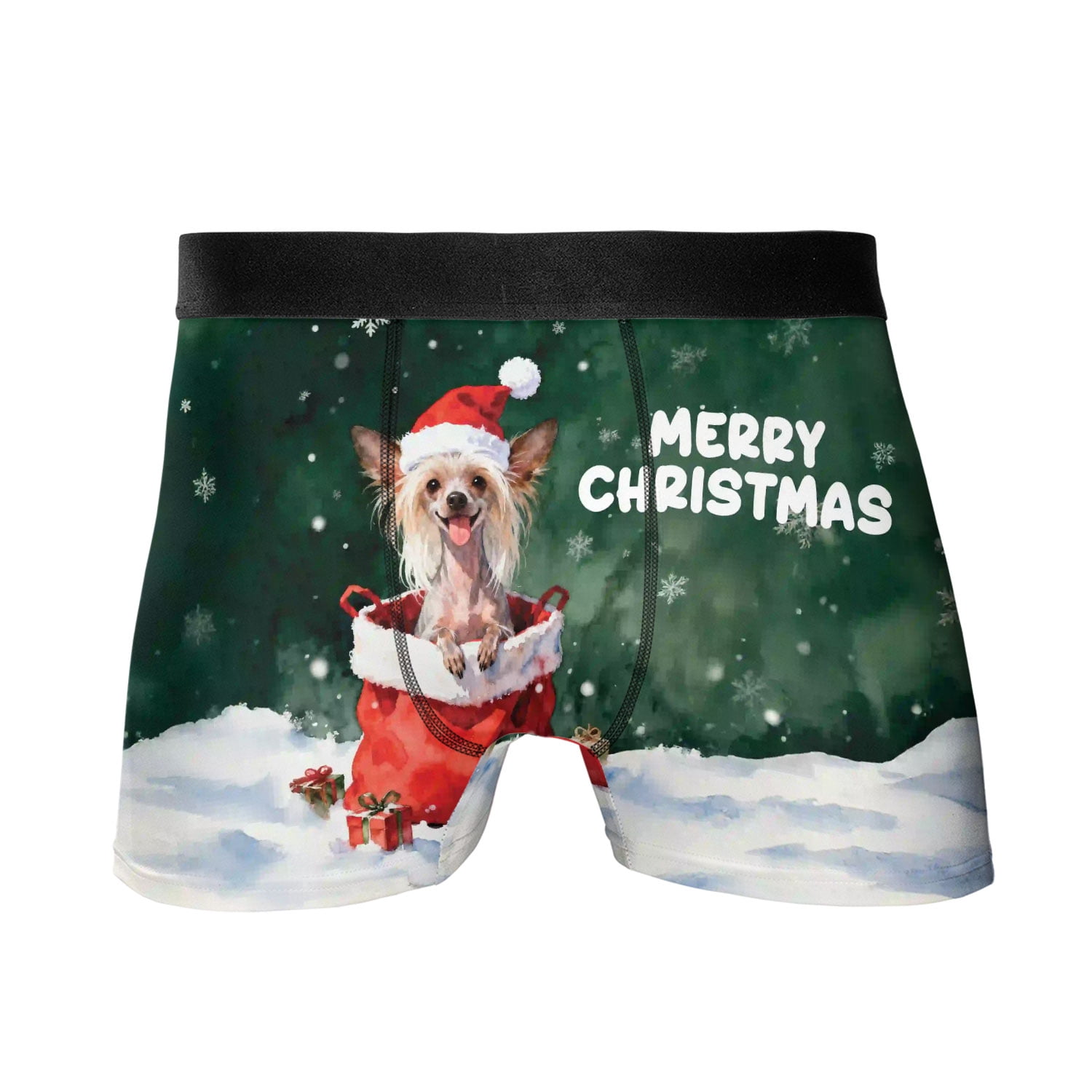 Santa Surprise Gift Chinese Crested Merry Cheerful Christmas All Over ...