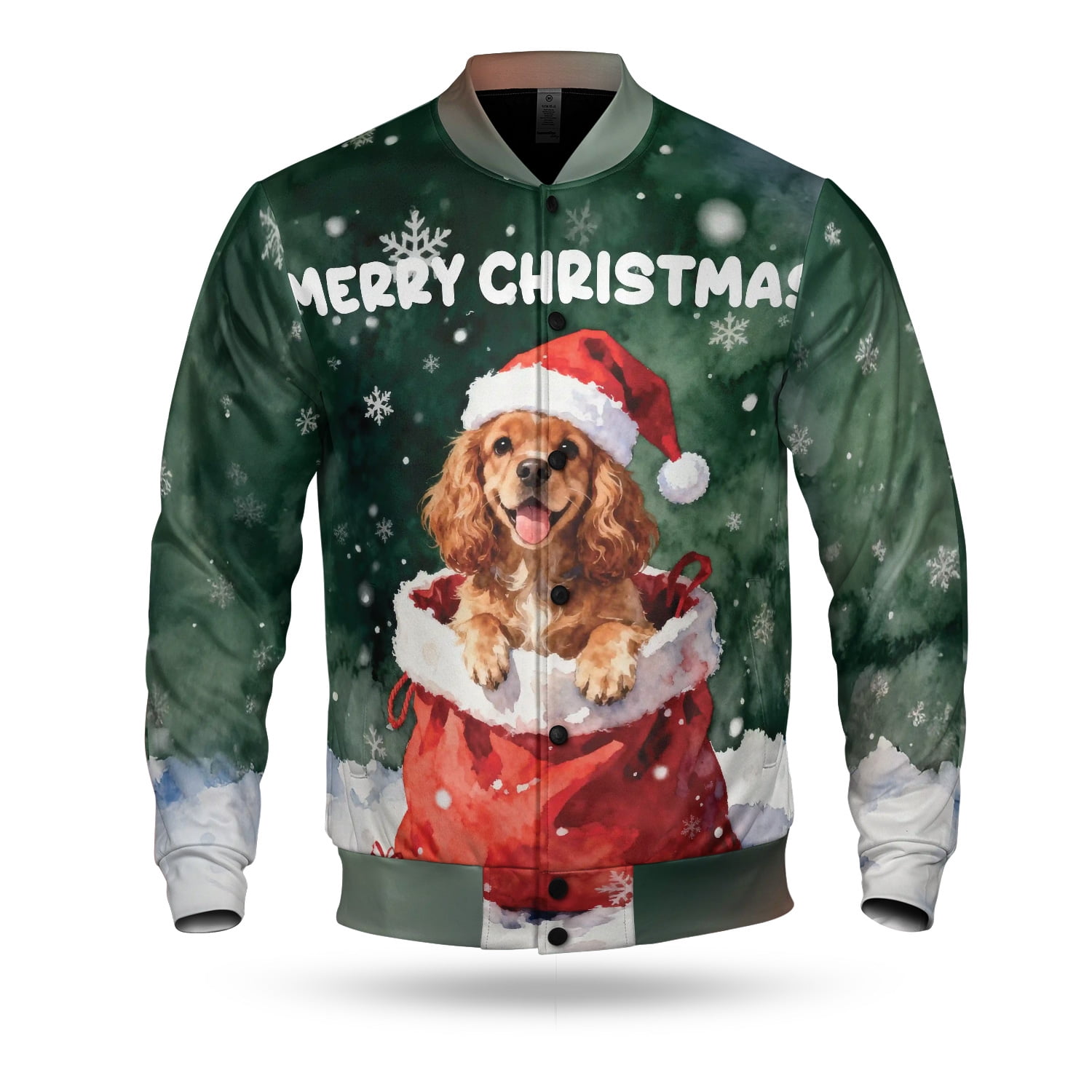Santa Surprise Gift Cocker Spaniel Merry Cheerful Christmas All Over ...