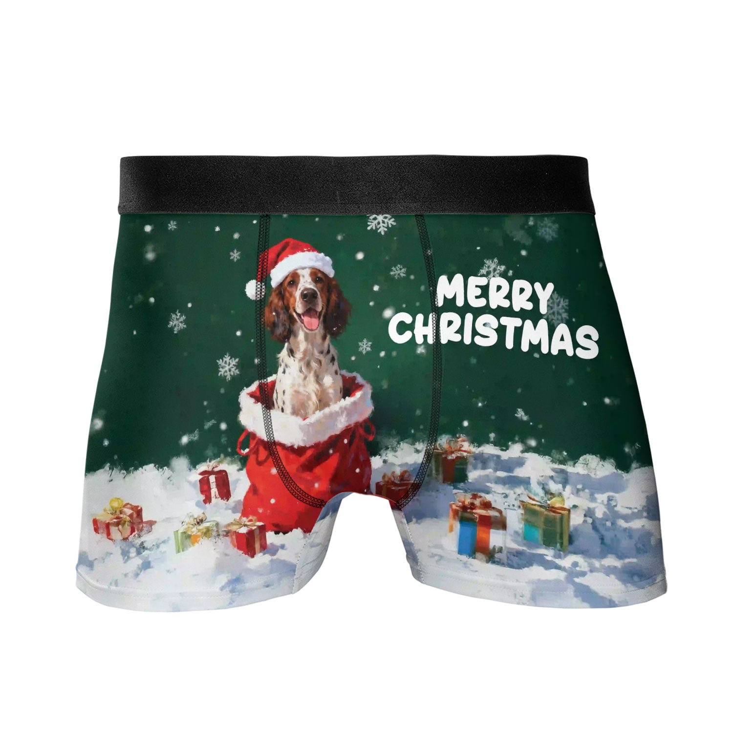 Santa Surprise Gift English Setter Merry Cheerful Christmas All Over ...