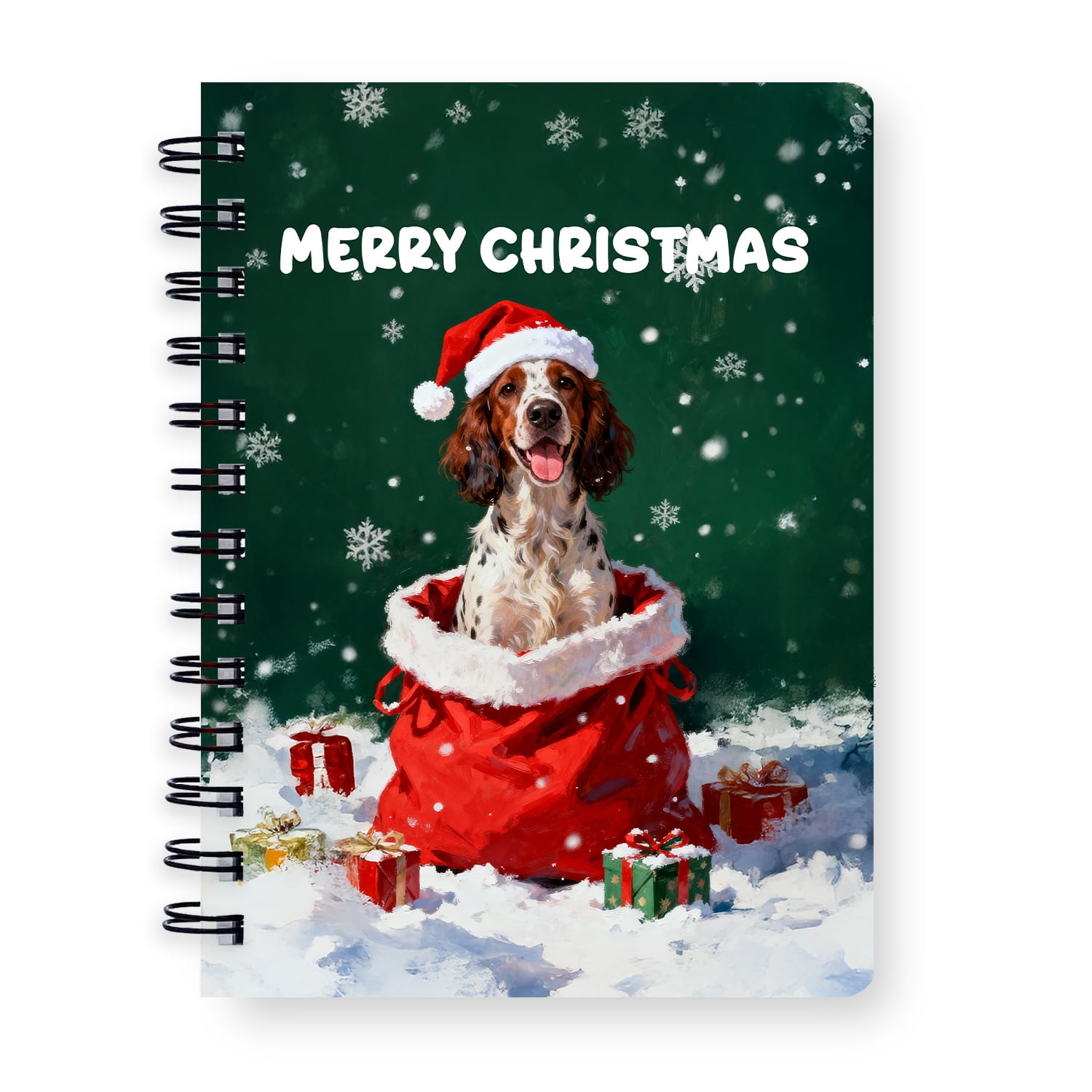 Santa Surprise Gift English Setter Merry Cheerful Christmas Spiral ...