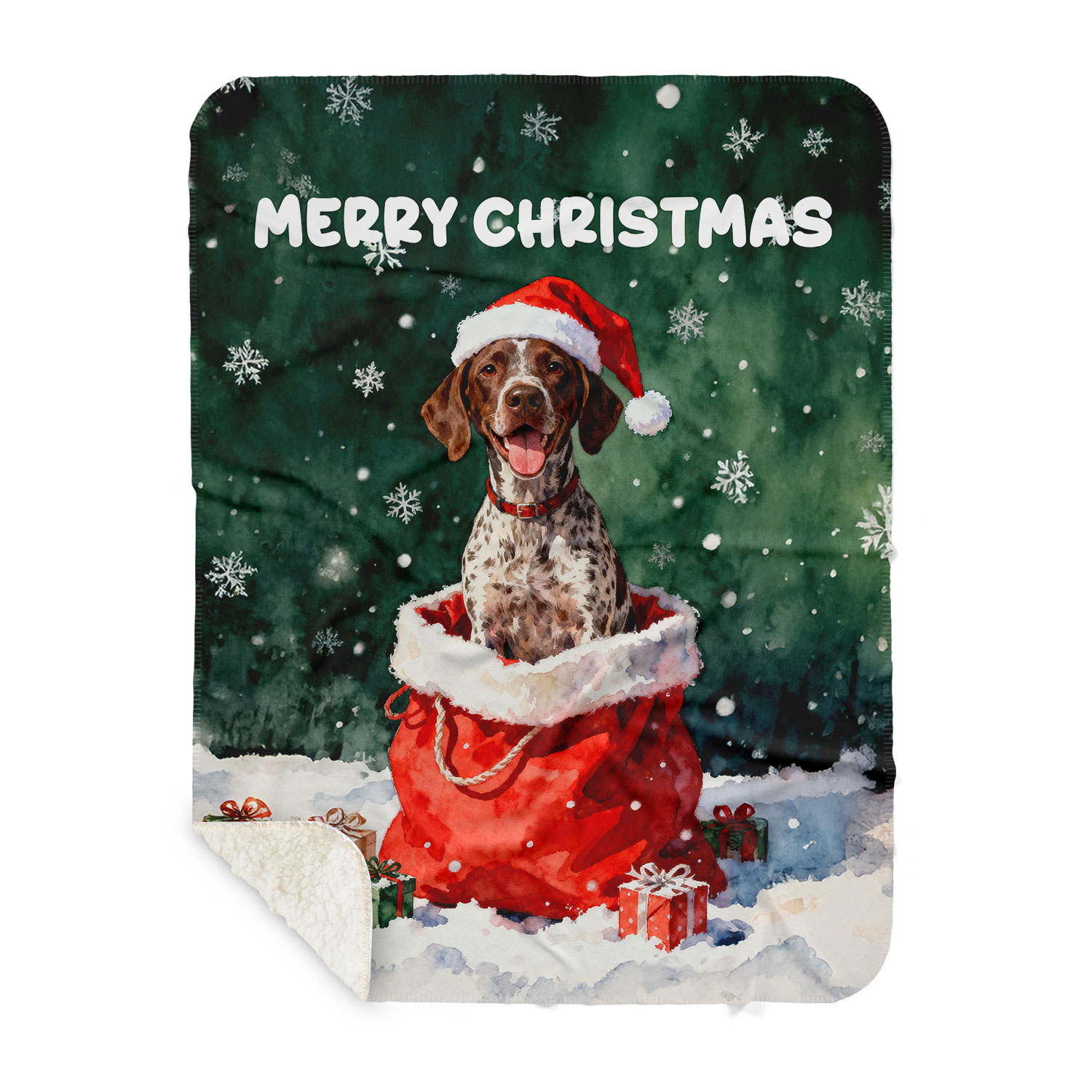Santa Surprise Gift German Shorthaired Pointer Merry Cheerful Christmas ...